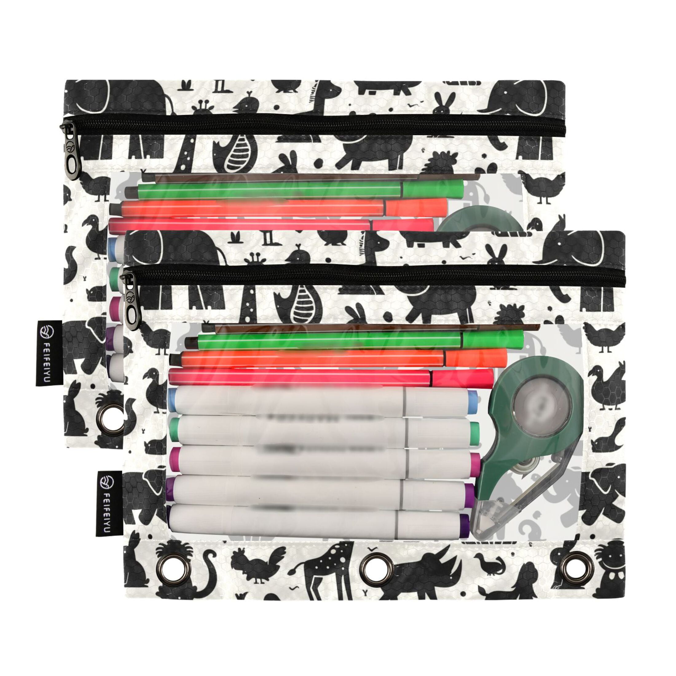 2 Pack Pencil Pouch for 3 Ring Binder Smooth Zipper Folders with ...