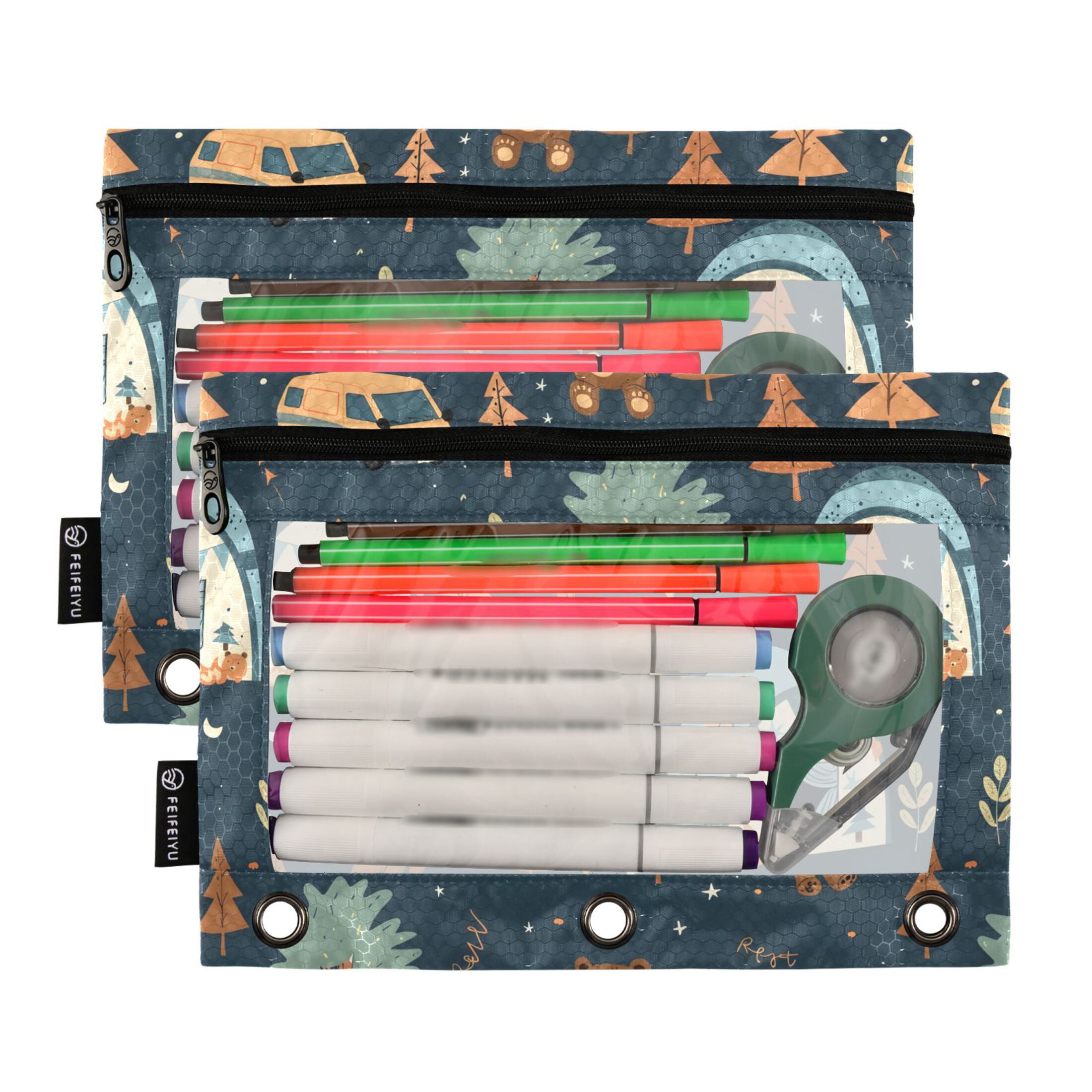2 Pack Pencil Pouch for 3 Ring Binder Smooth Zipper Folders with ...