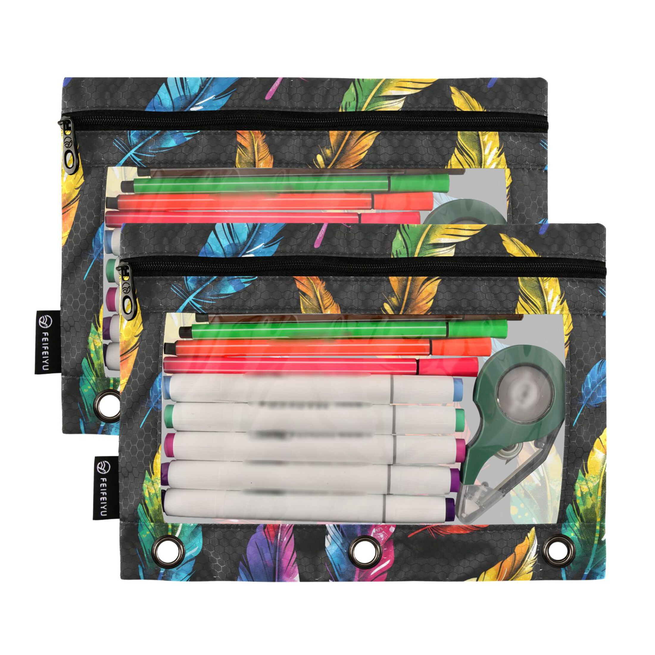 2 Pack Pencil Pouch for 3 Ring Binder Smooth Zipper Folders with ...