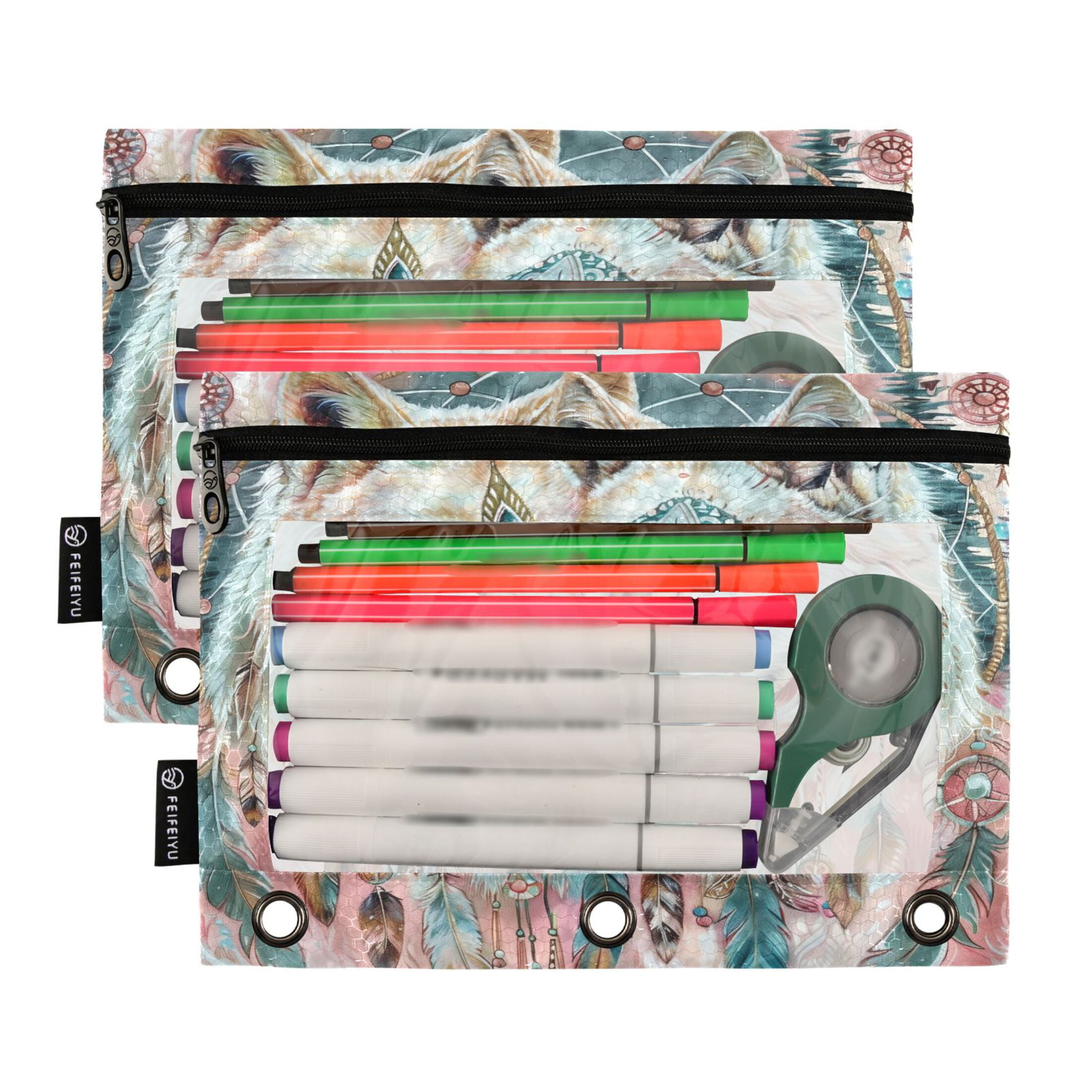 2 Pack Pencil Pouch for 3 Ring Binder Smooth Zipper Folders with ...