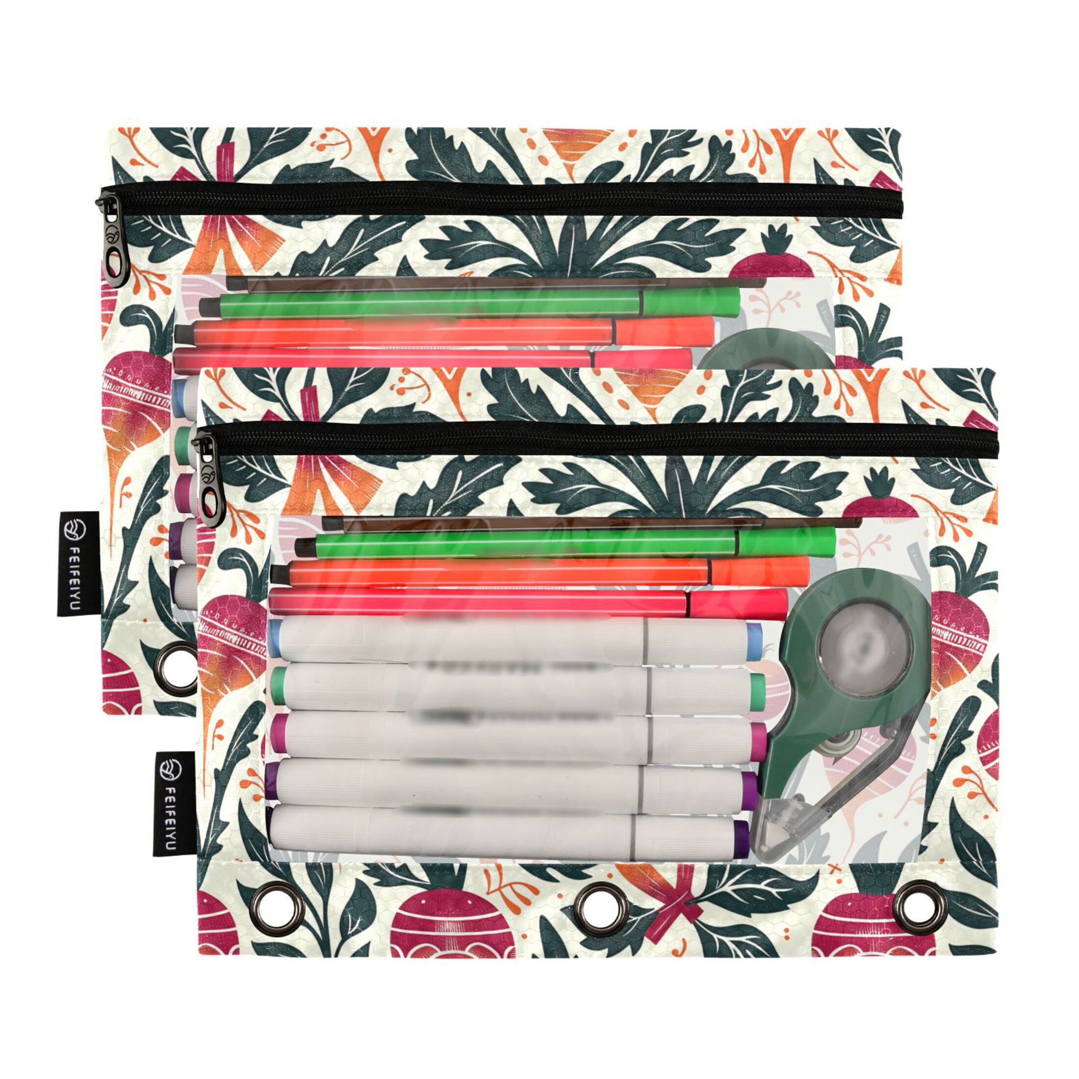 2 Pack Pencil Pouch for 3 Ring Binder Smooth Zipper Folders with ...