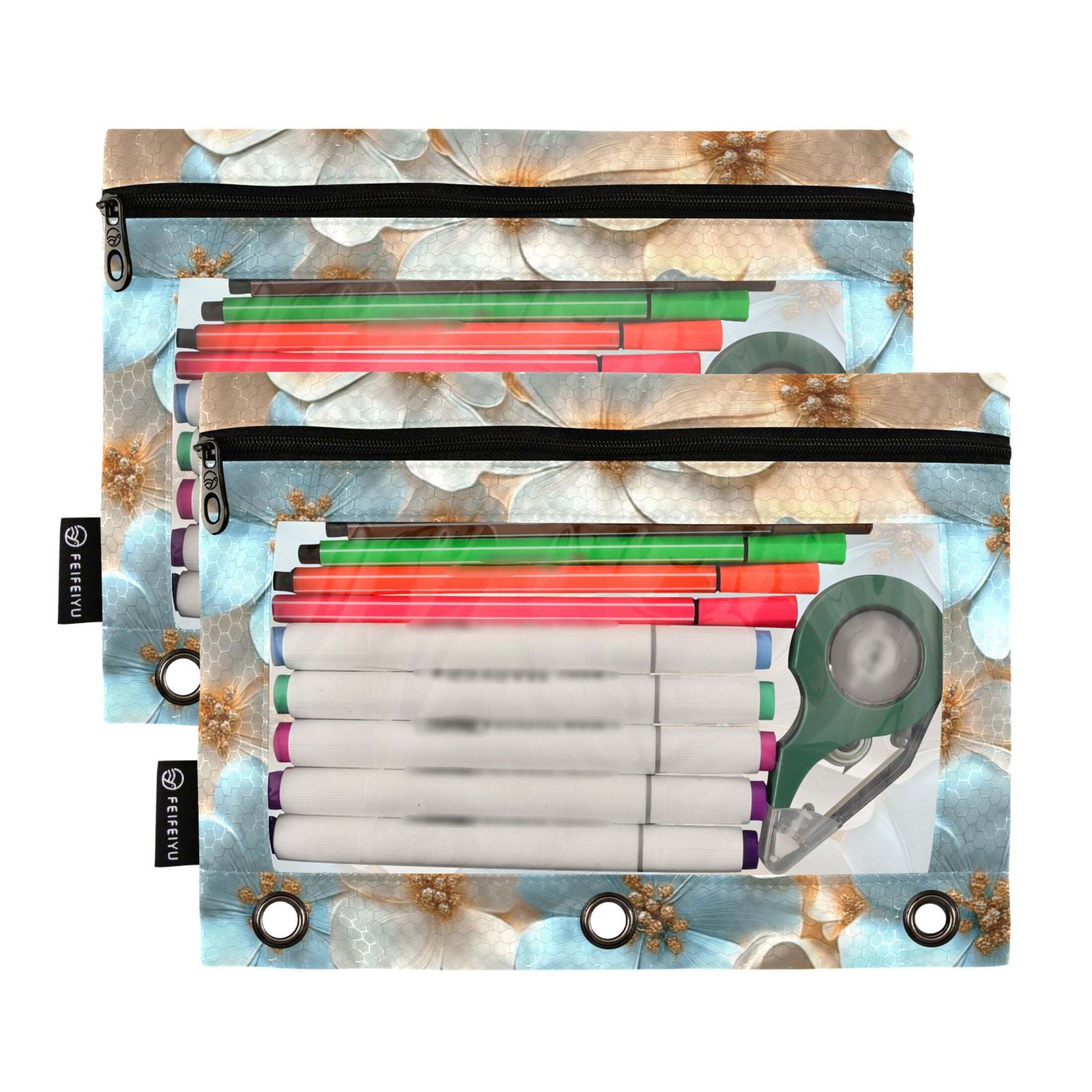 2 Pack Pencil Pouch for 3 Ring Binder Smooth Zipper Folders with ...