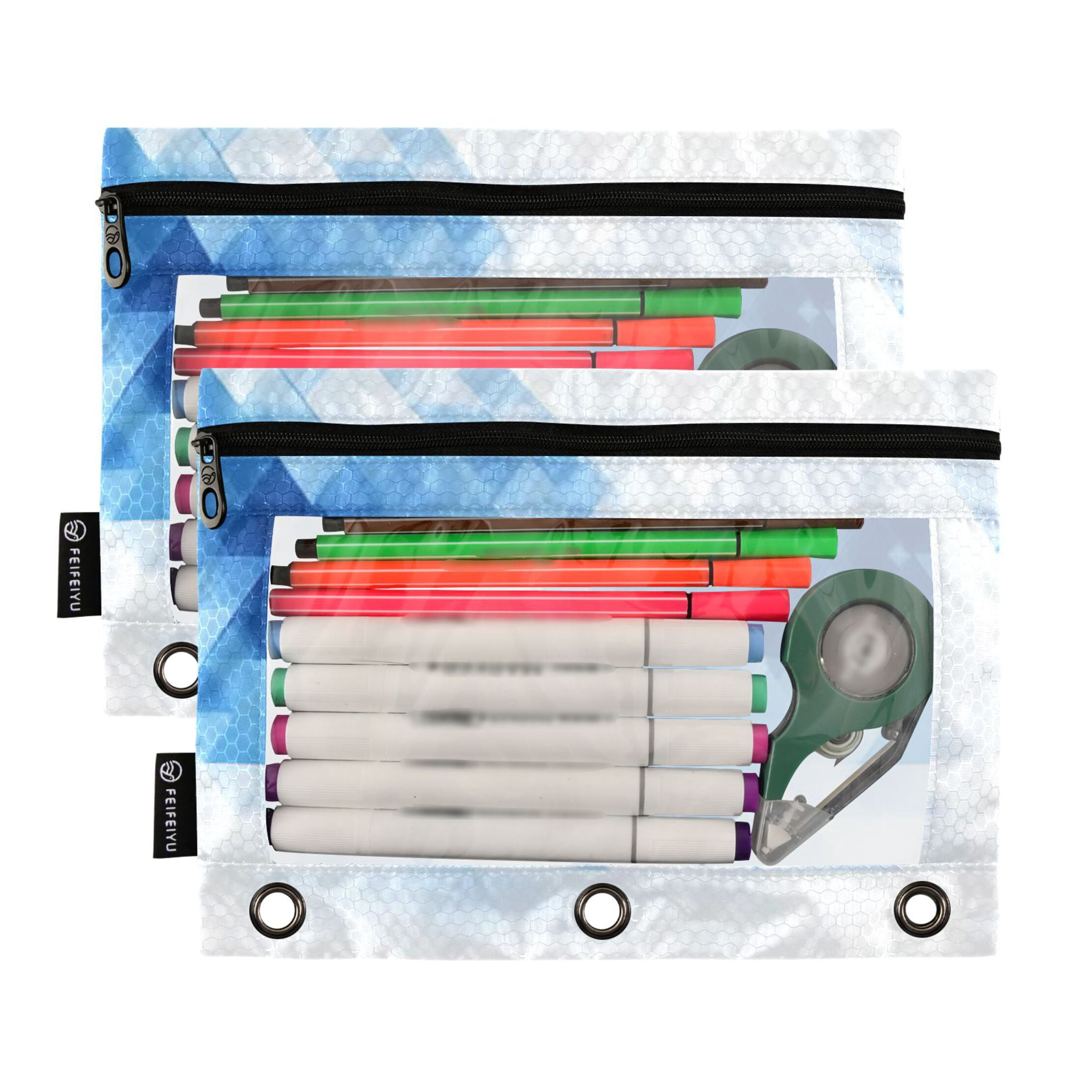 2 Pack Pencil Pouch for 3 Ring Binder Smooth Zipper Folders with ...