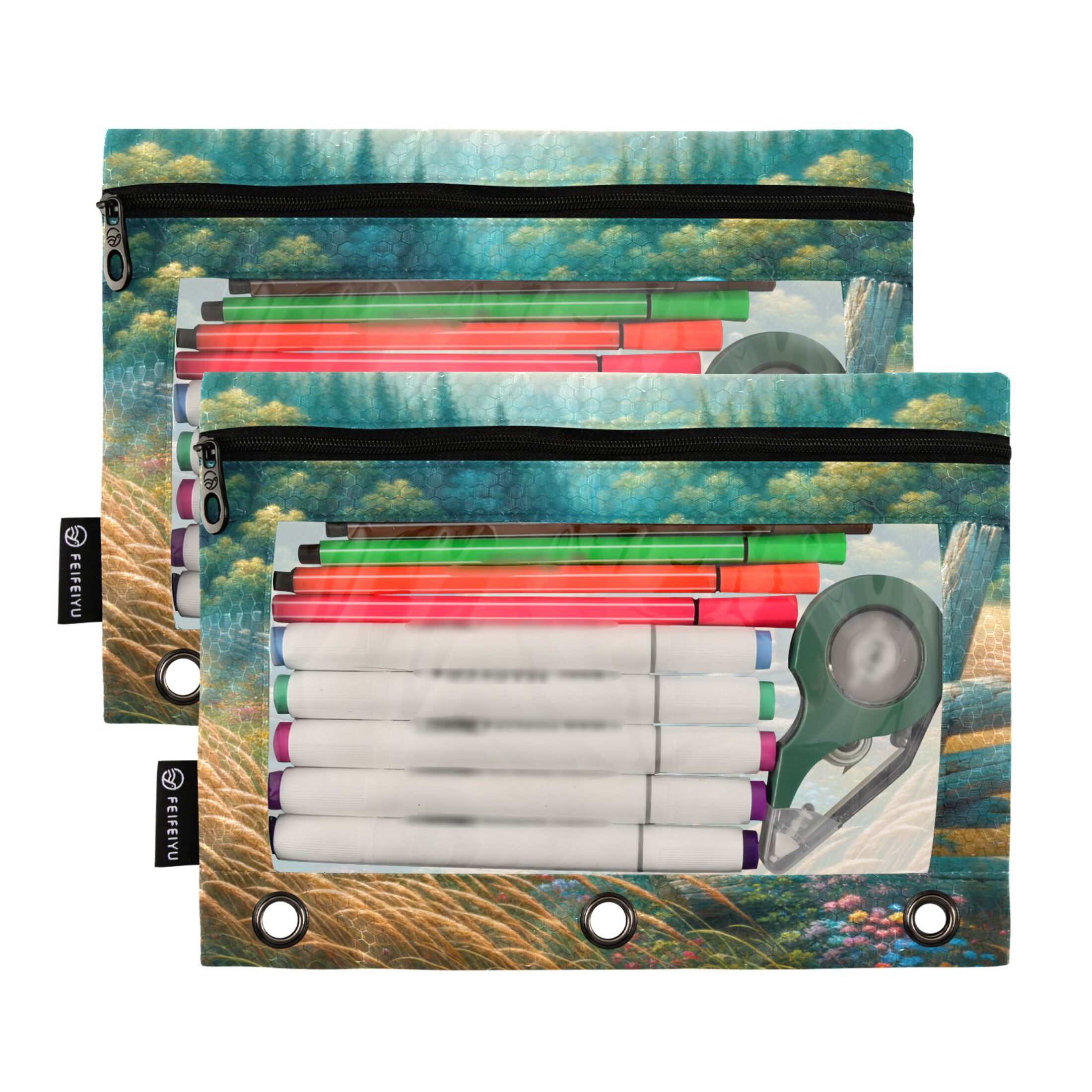 2 Pack Pencil Pouch for 3 Ring Binder Smooth Zipper Folders with ...