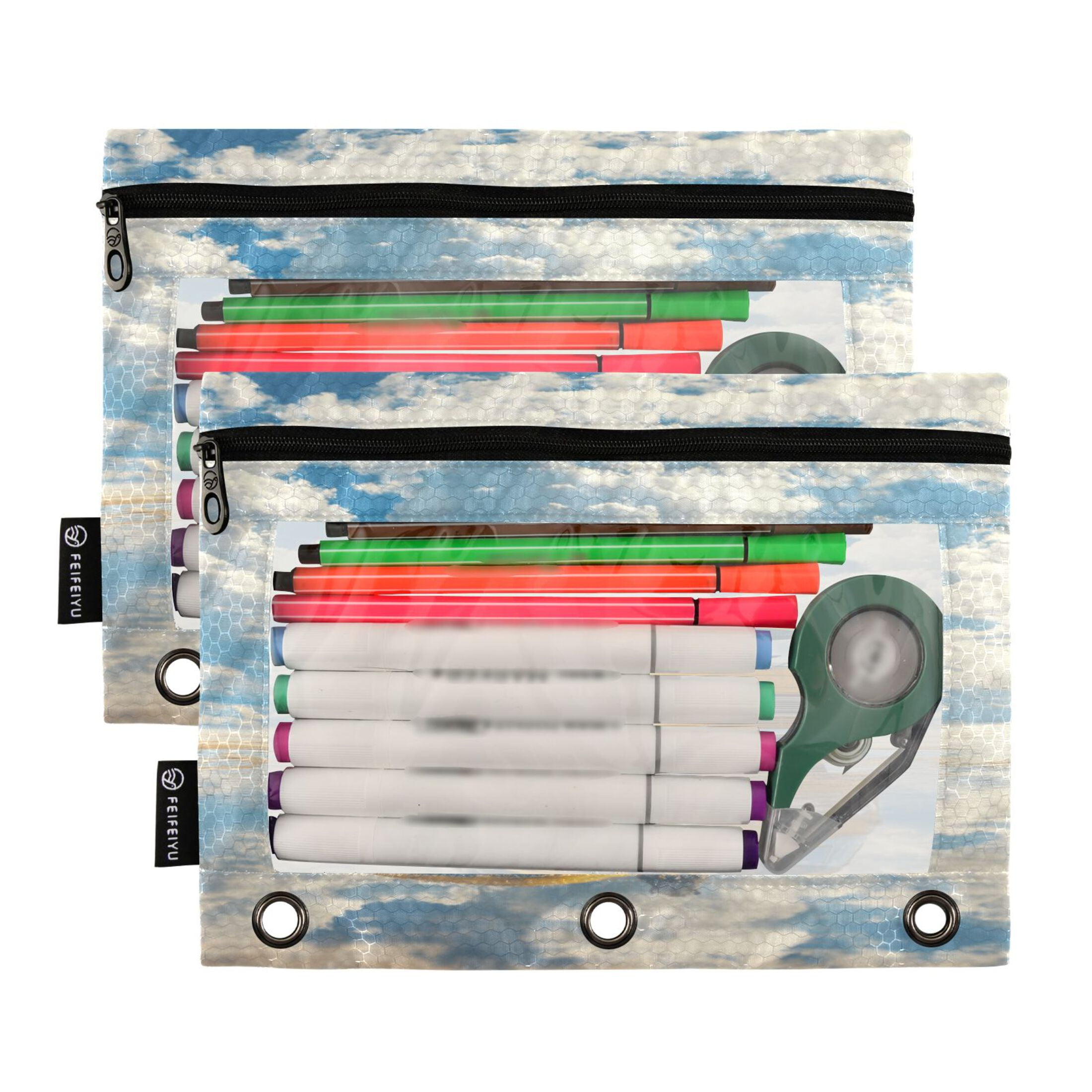 2 Pack Pencil Pouch for 3 Ring Binder Smooth Zipper Folders with ...