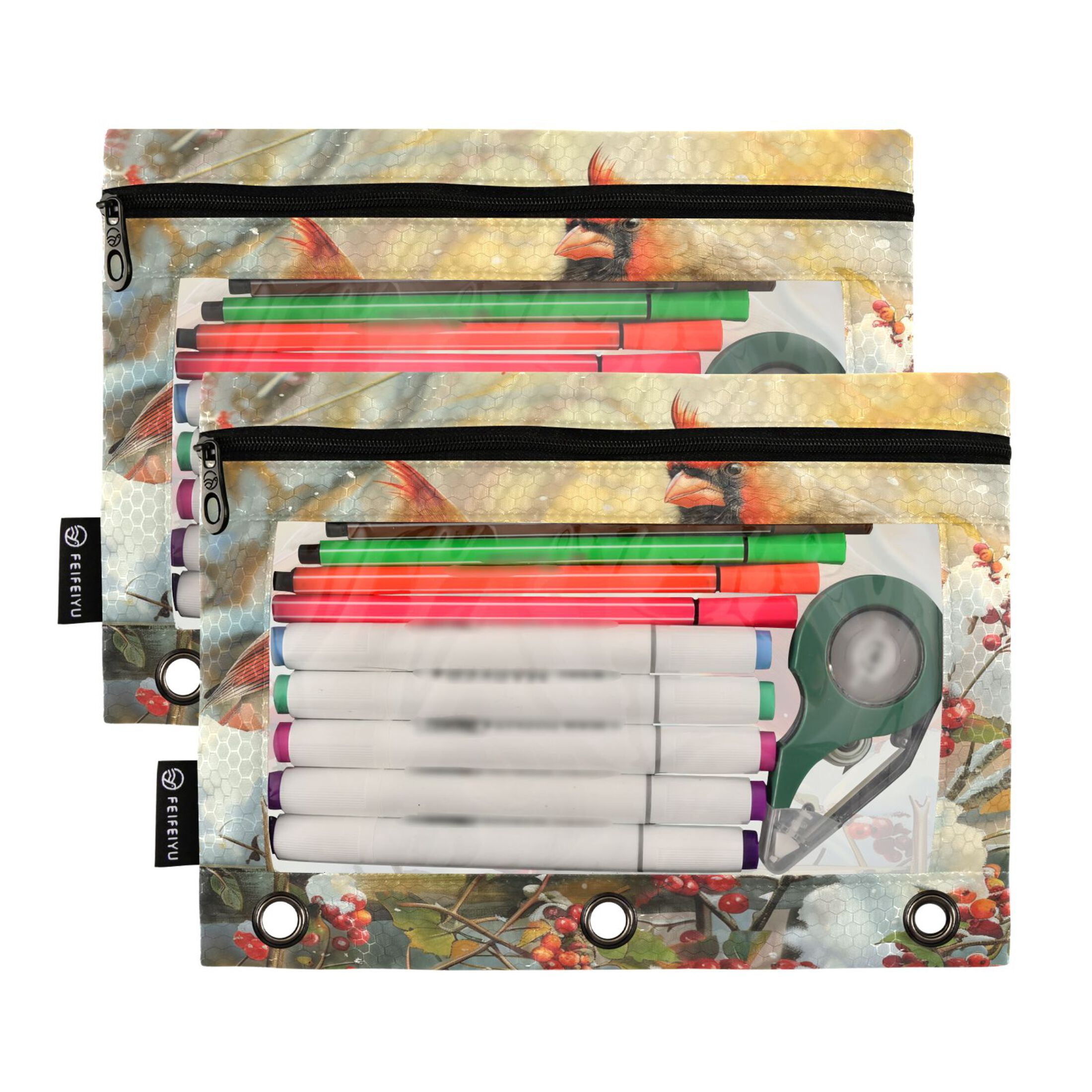 2 Pack Pencil Pouch for 3 Ring Binder Smooth Zipper Folders with ...