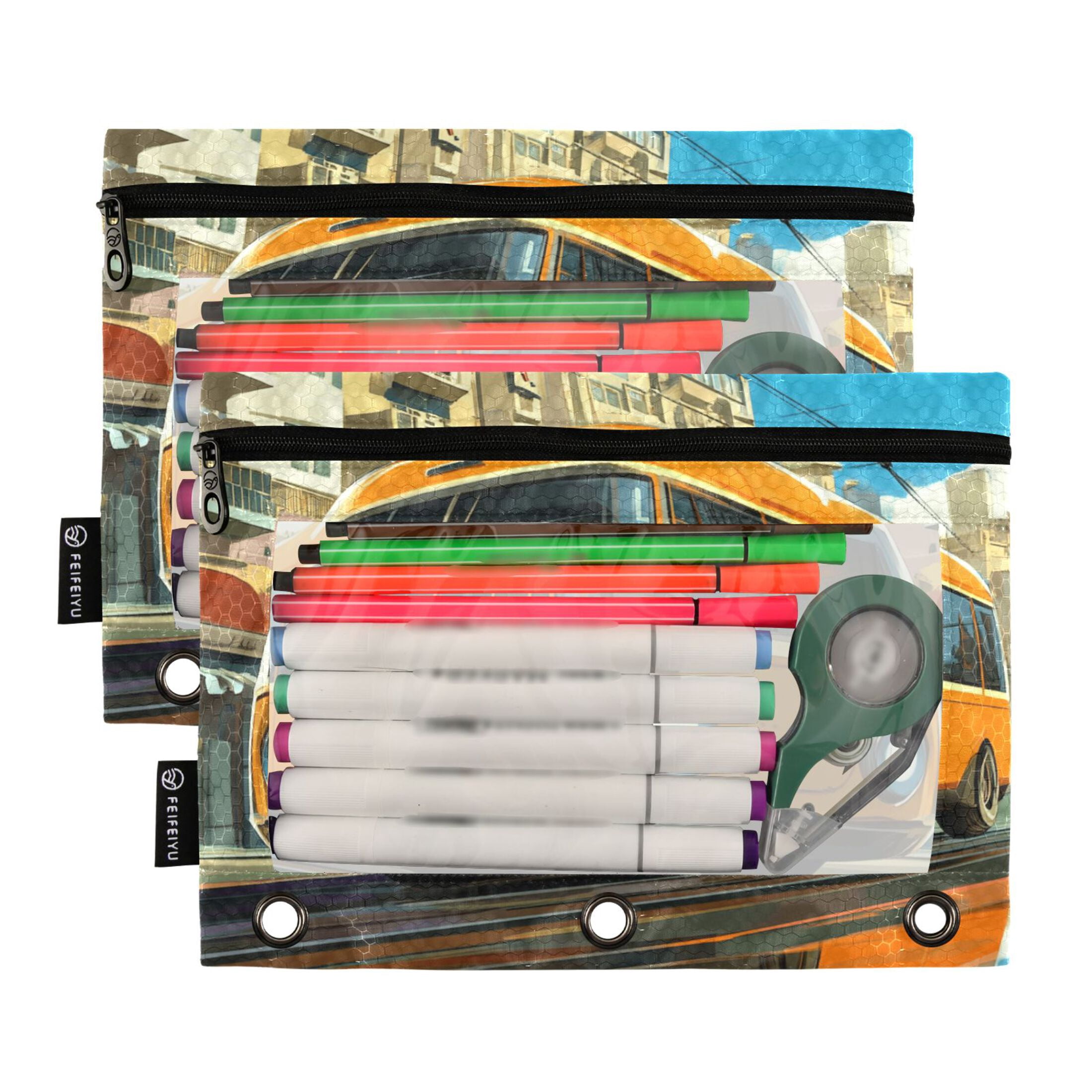 2 Pack Pencil Pouch for 3 Ring Binder Smooth Zipper Folders with ...