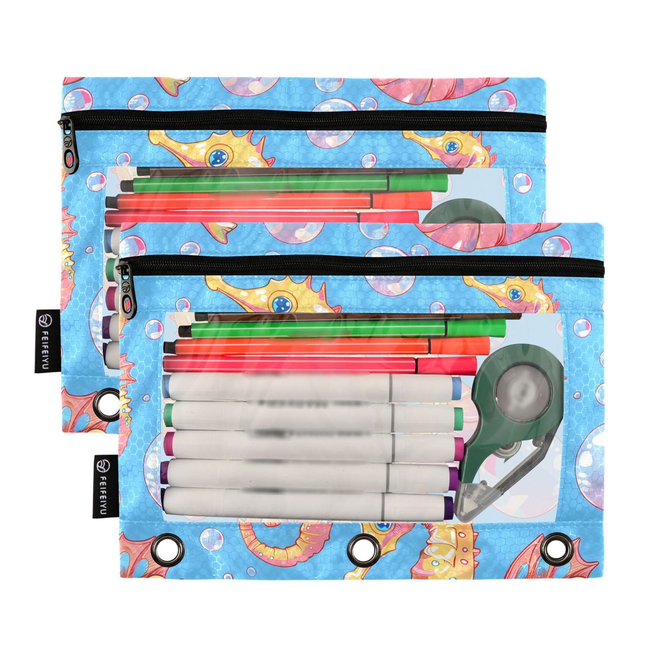 2 Pack Pencil Pouch for 3 Ring Binder Smooth Zipper Folders with ...