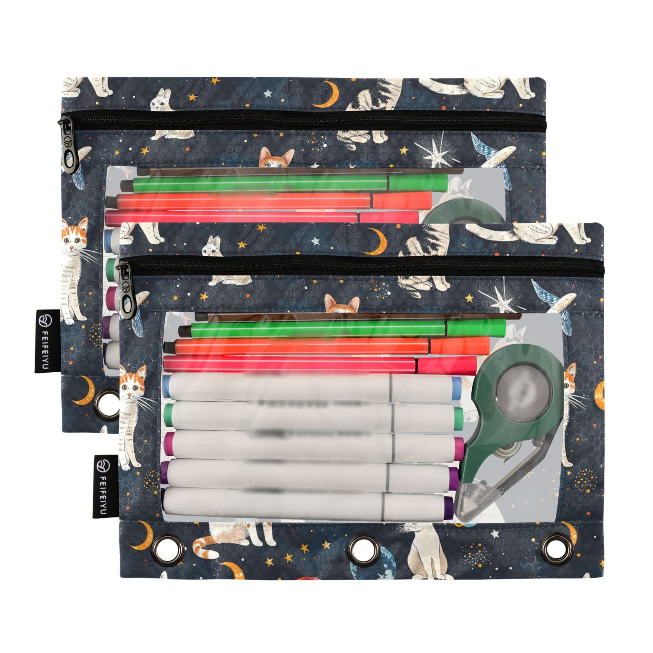 2 Pack Pencil Pouch for 3 Ring Binder Smooth Zipper Folders with ...