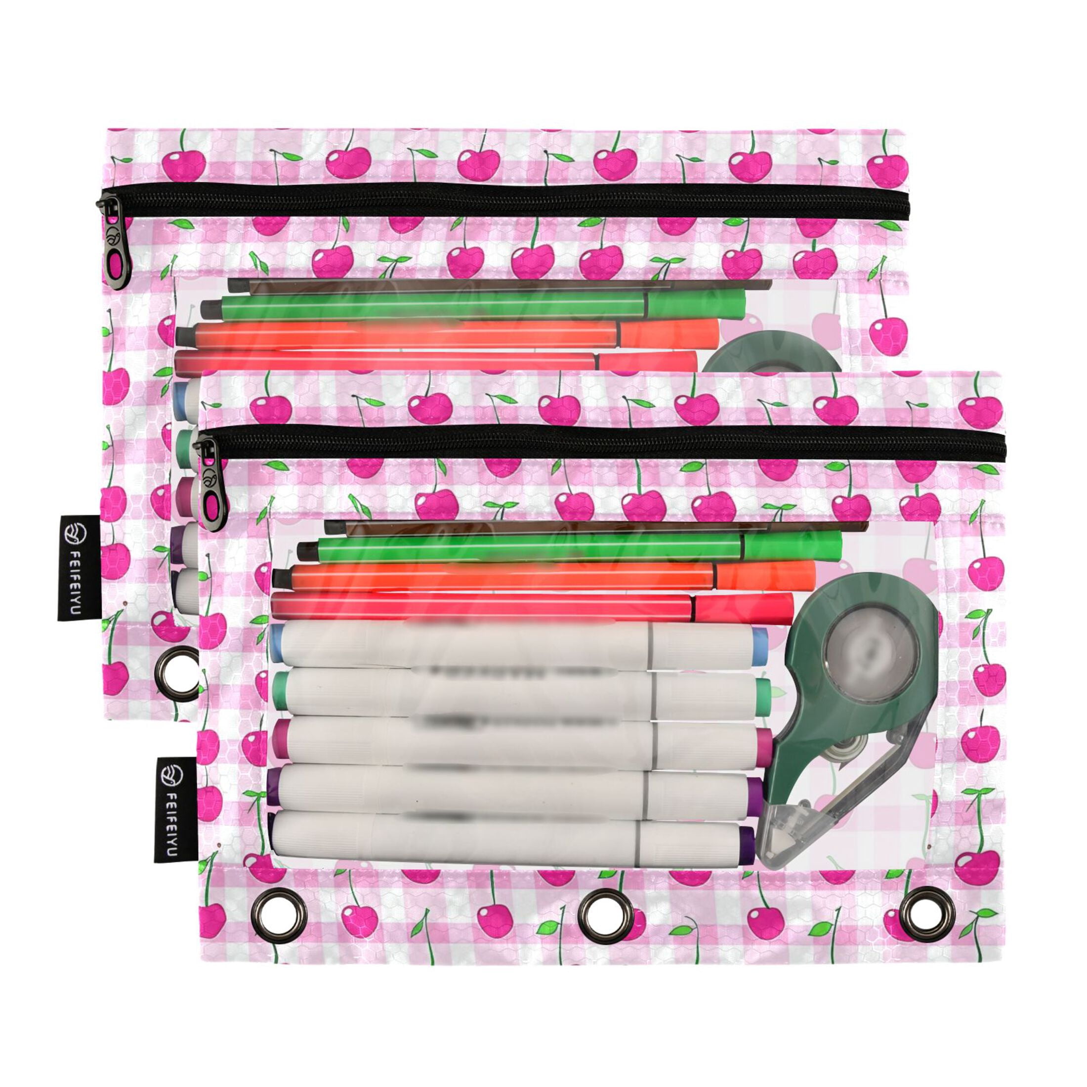 2 Pack Pencil Pouch for 3 Ring Binder Smooth Zipper Folders with ...