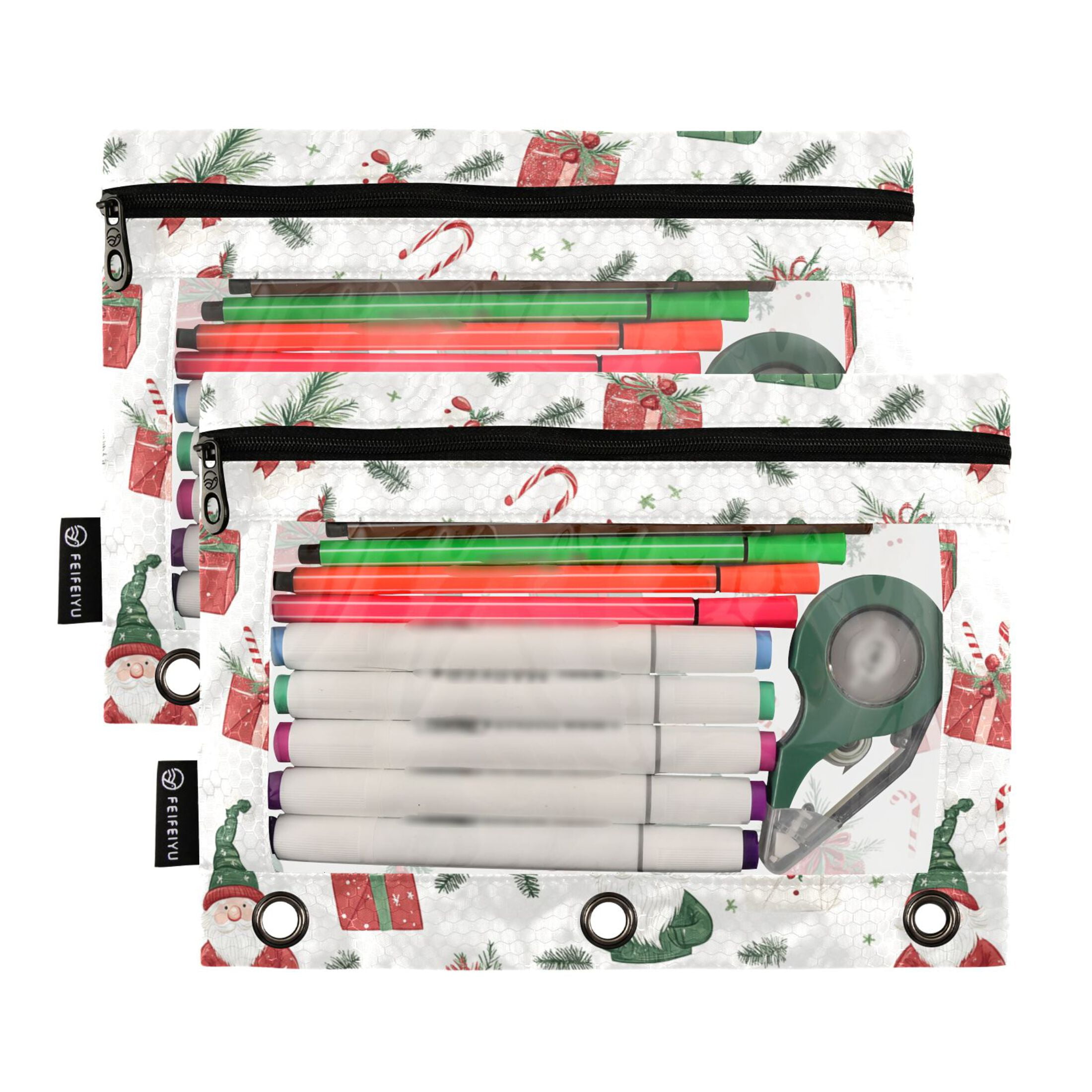 2 Pack Pencil Pouch for 3 Ring Binder Smooth Zipper Folders with ...