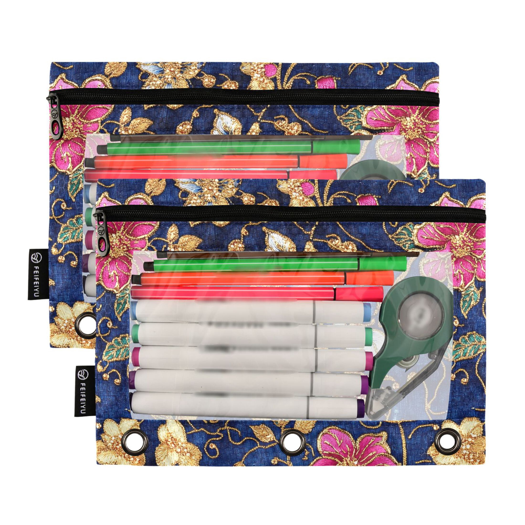2 Pack Pencil Pouch for 3 Ring Binder Smooth Zipper Folders with ...