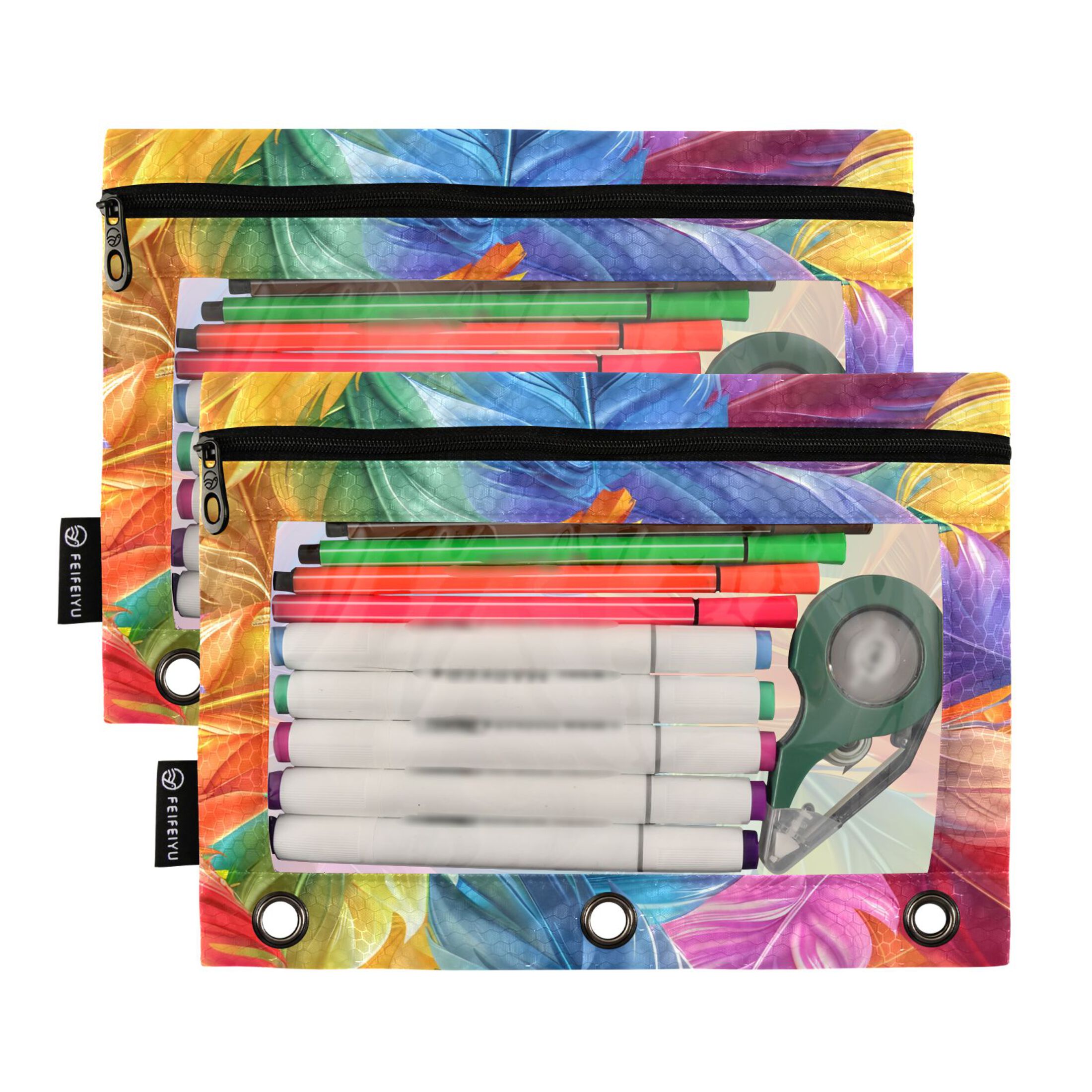 2 Pack Pencil Pouch for 3 Ring Binder Smooth Zipper Folders with ...