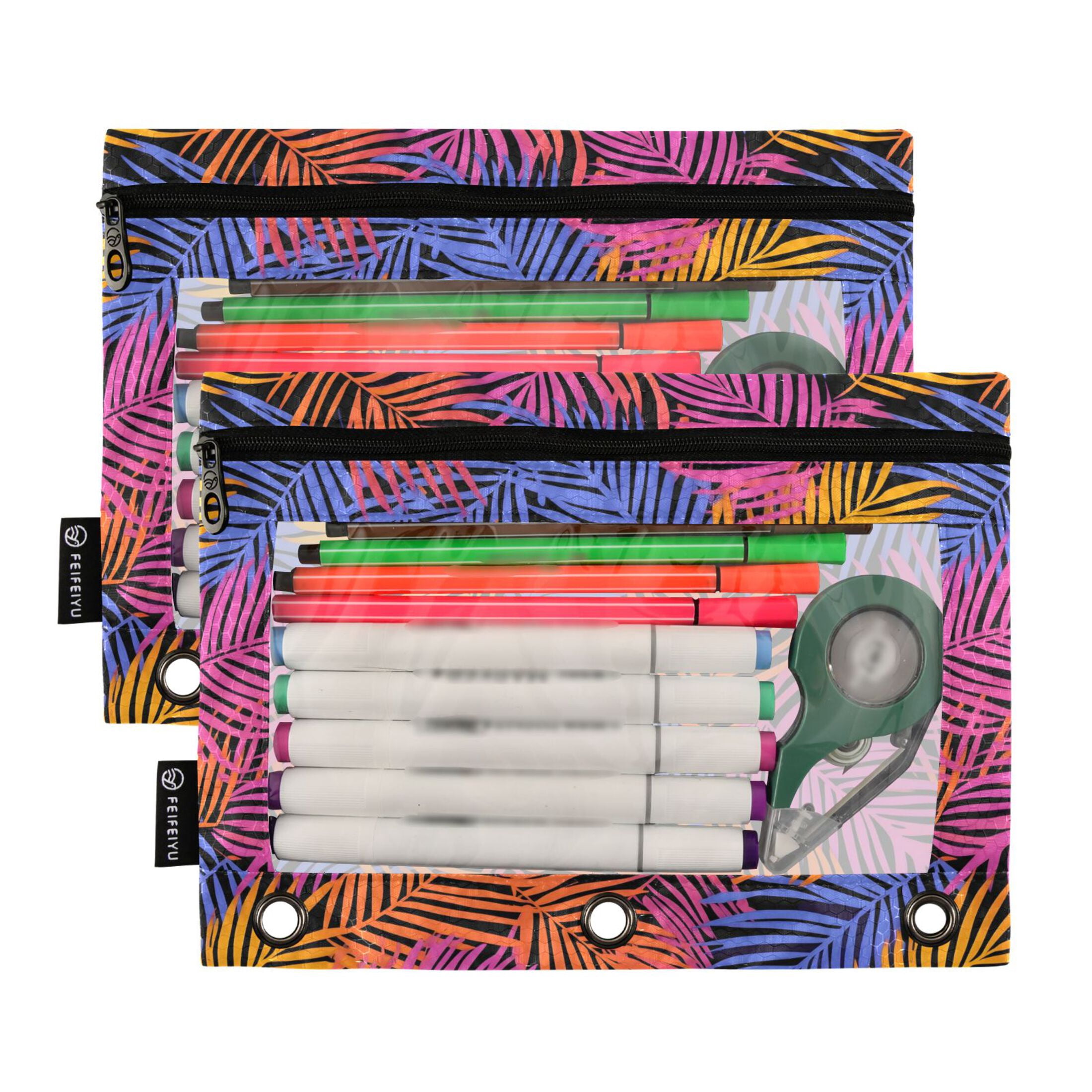 2 Pack Pencil Pouch for 3 Ring Binder Smooth Zipper Folders with ...