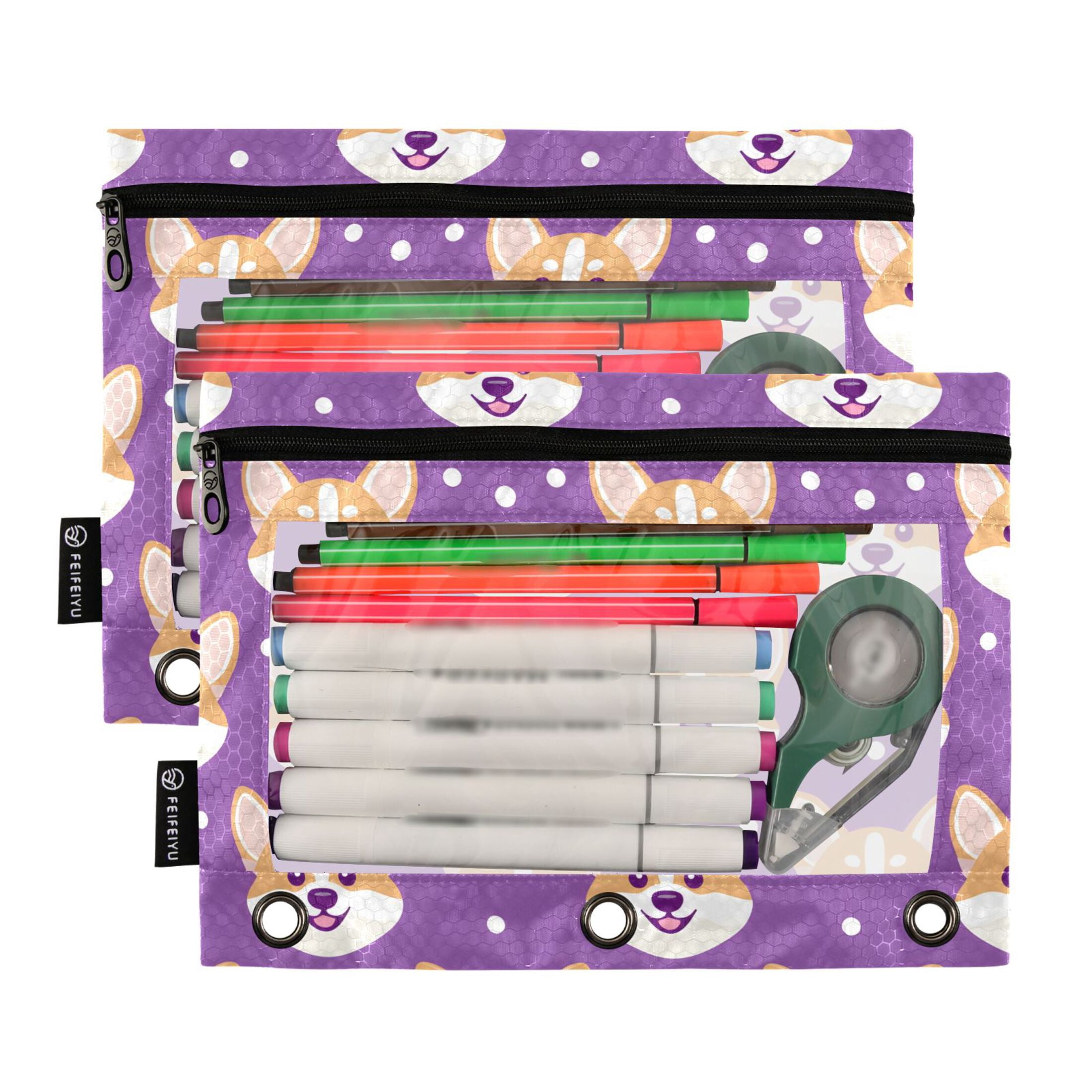 2 Pack Pencil Pouch for 3 Ring Binder Smooth Zipper Folders with ...