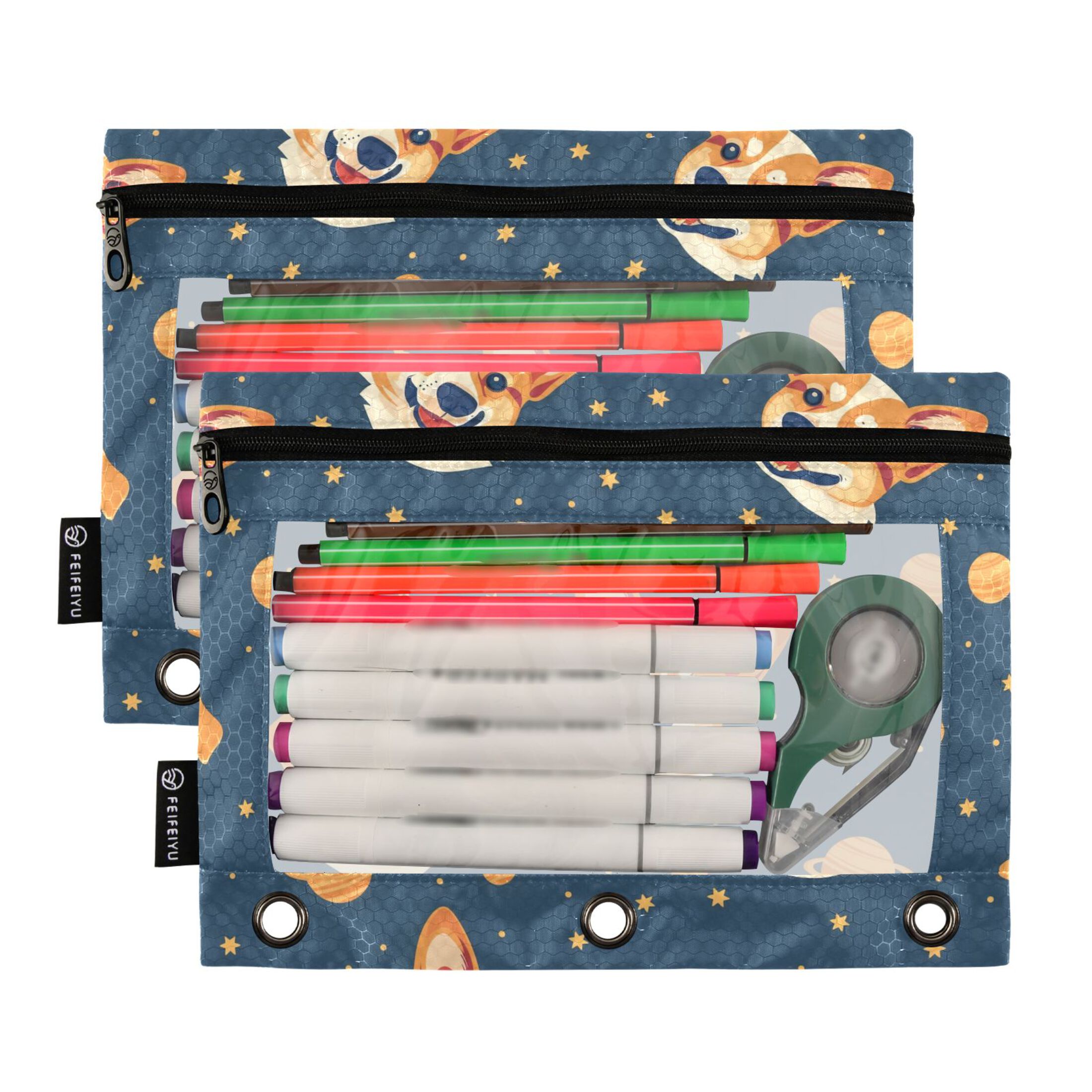 2 Pack Pencil Pouch for 3 Ring Binder Smooth Zipper Folders with ...