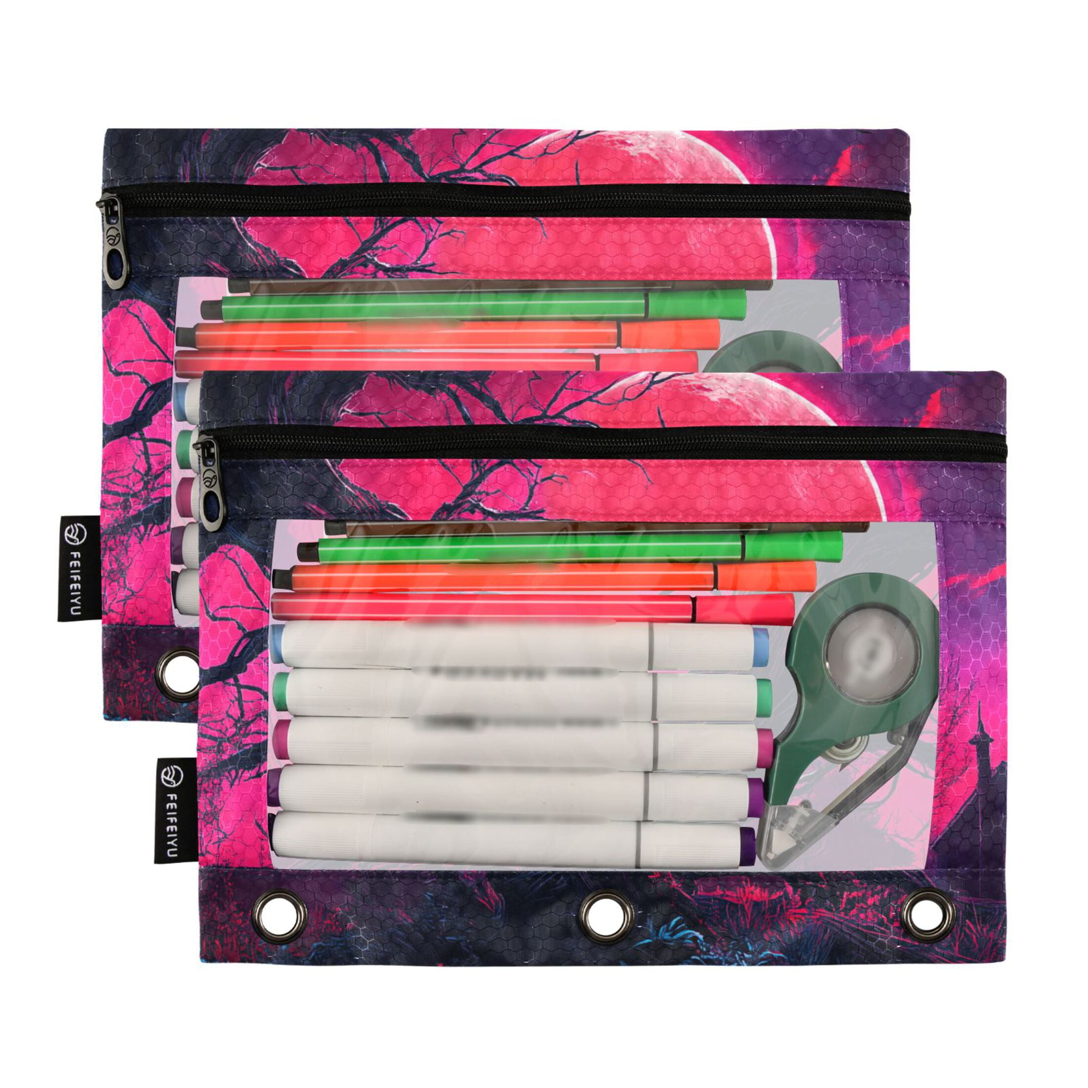 2 Pack Pencil Pouch for 3 Ring Binder Smooth Zipper Folders with ...