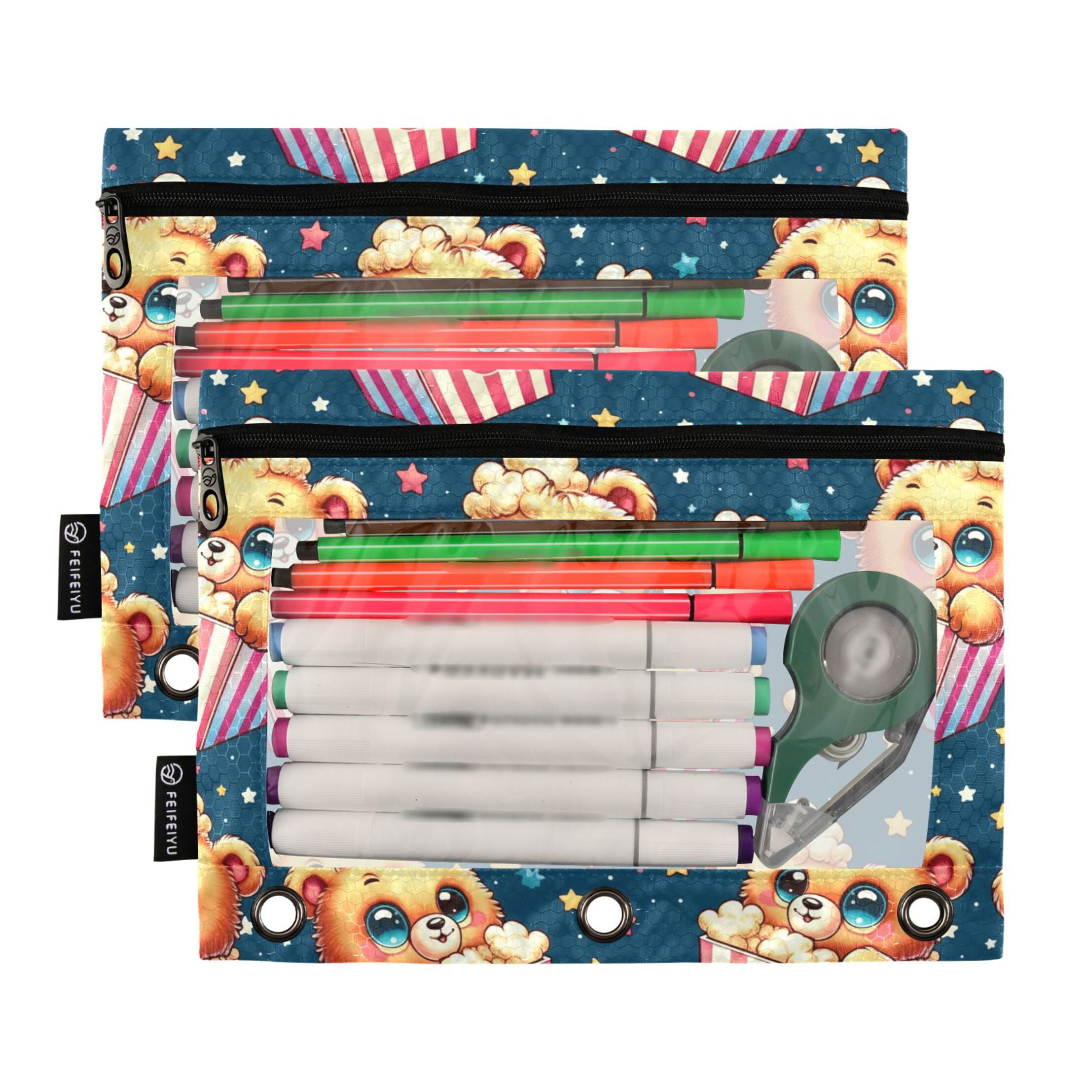 2 Pack Pencil Pouch for 3 Ring Binder Smooth Zipper Folders with ...