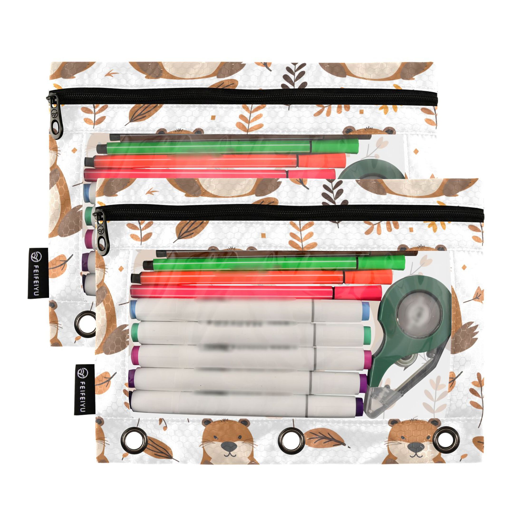 2 Pack Pencil Pouch for 3 Ring Binder Smooth Zipper Folders with ...