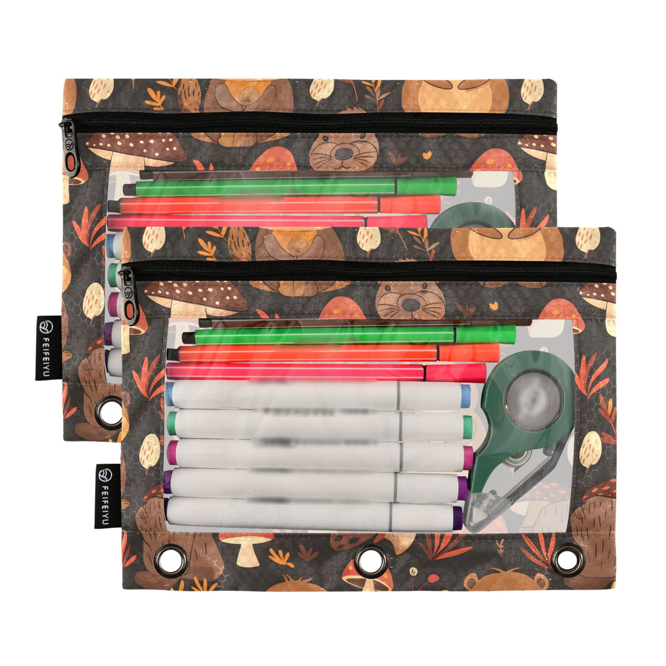 2 Pack Pencil Pouch for 3 Ring Binder Smooth Zipper Folders with ...