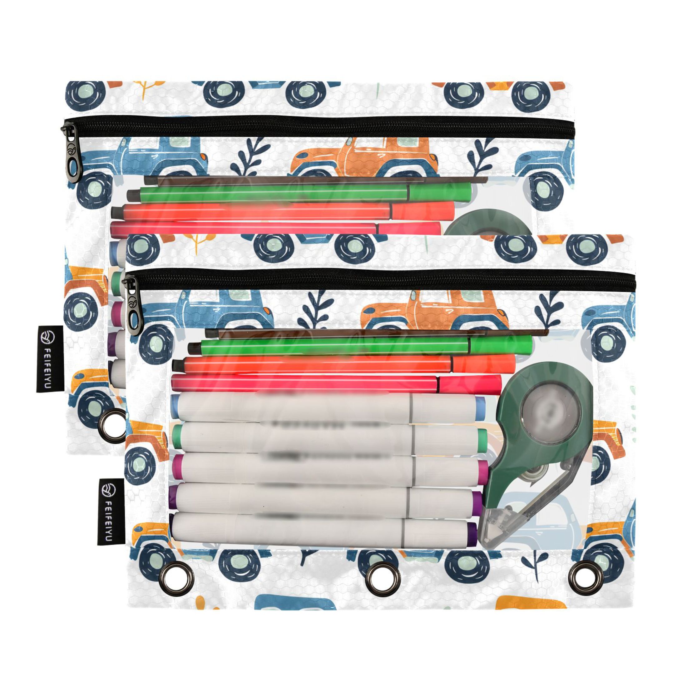 2 Pack Pencil Pouch for 3 Ring Binder Smooth Zipper Folders with ...