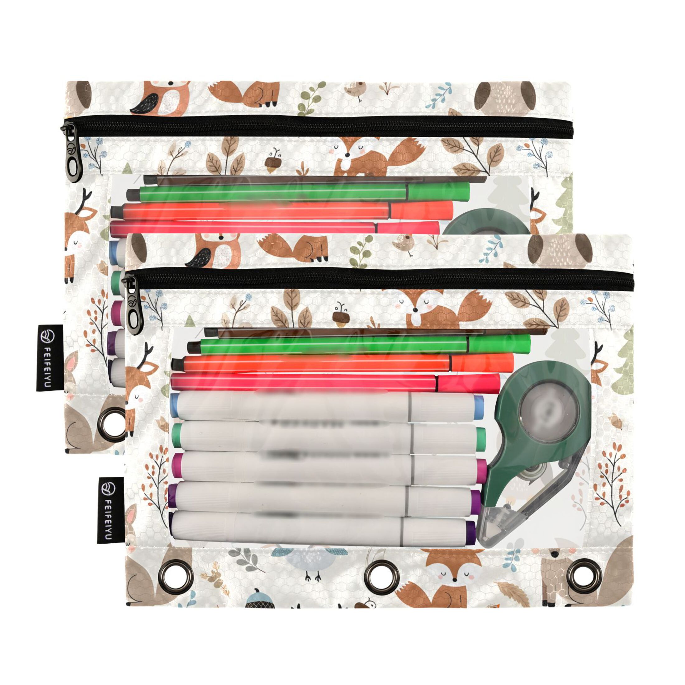 2 Pack Pencil Pouch for 3 Ring Binder Smooth Zipper Folders with ...