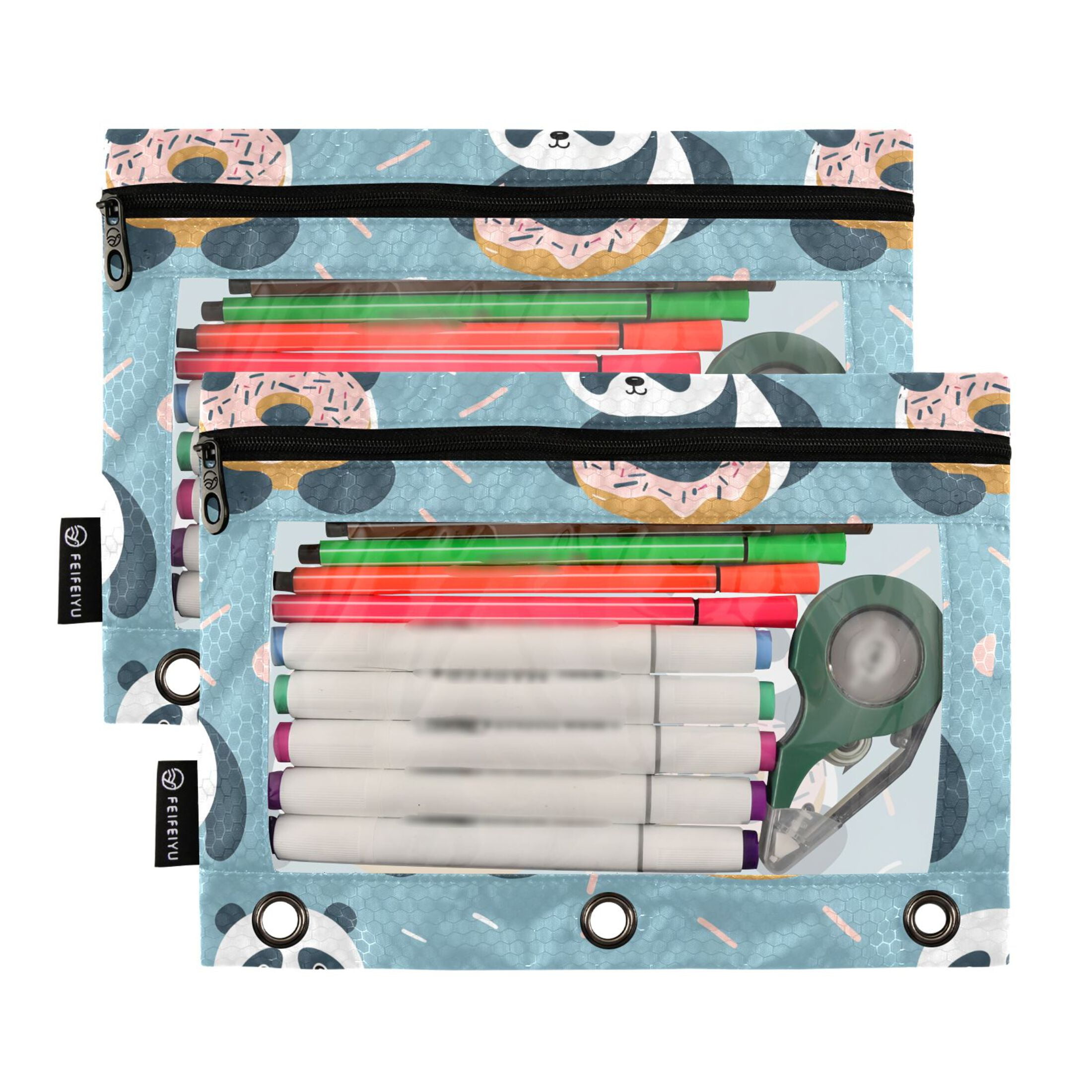 2 Pack Pencil Pouch for 3 Ring Binder Smooth Zipper Folders with ...