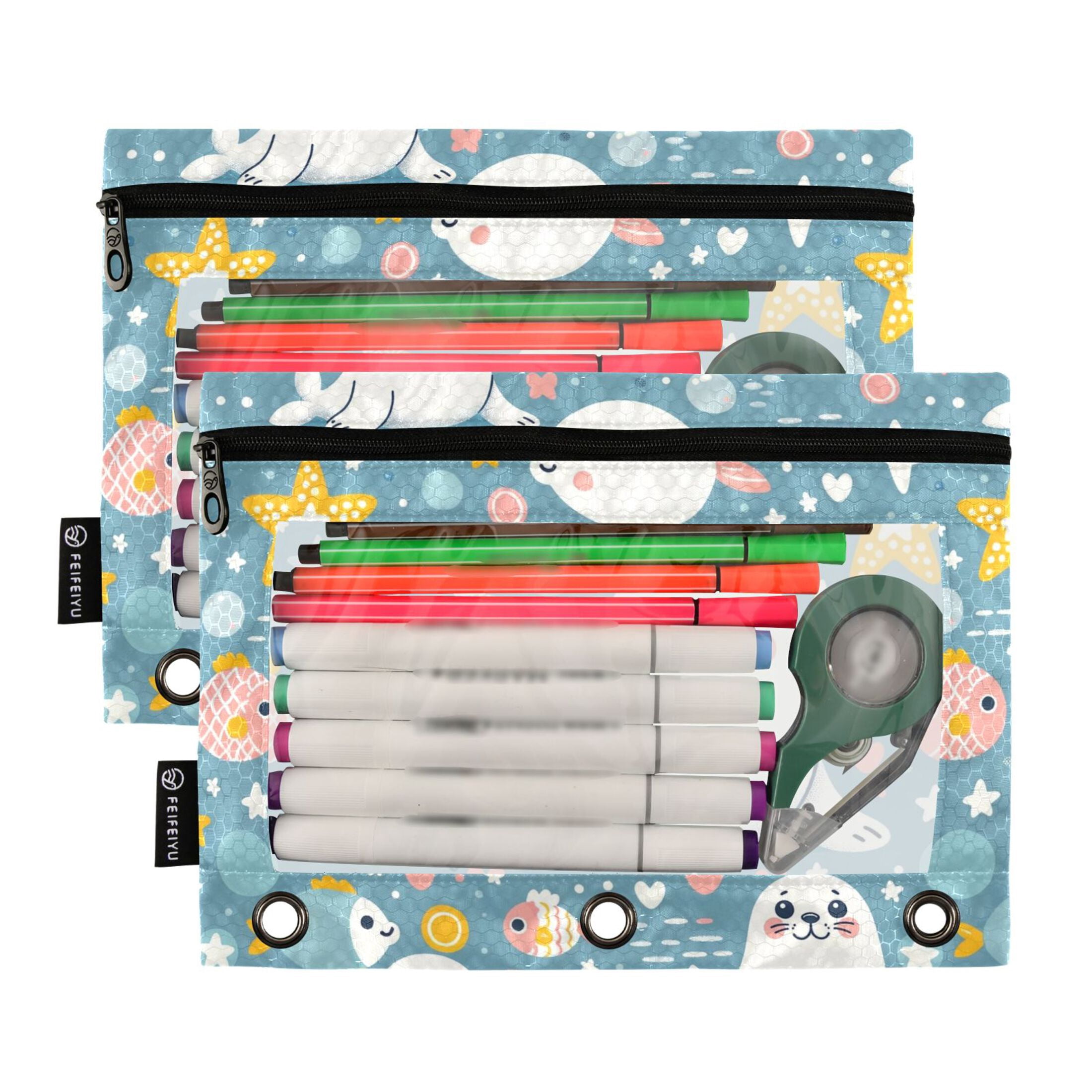 2 Pack Pencil Pouch for 3 Ring Binder Smooth Zipper Folders with ...