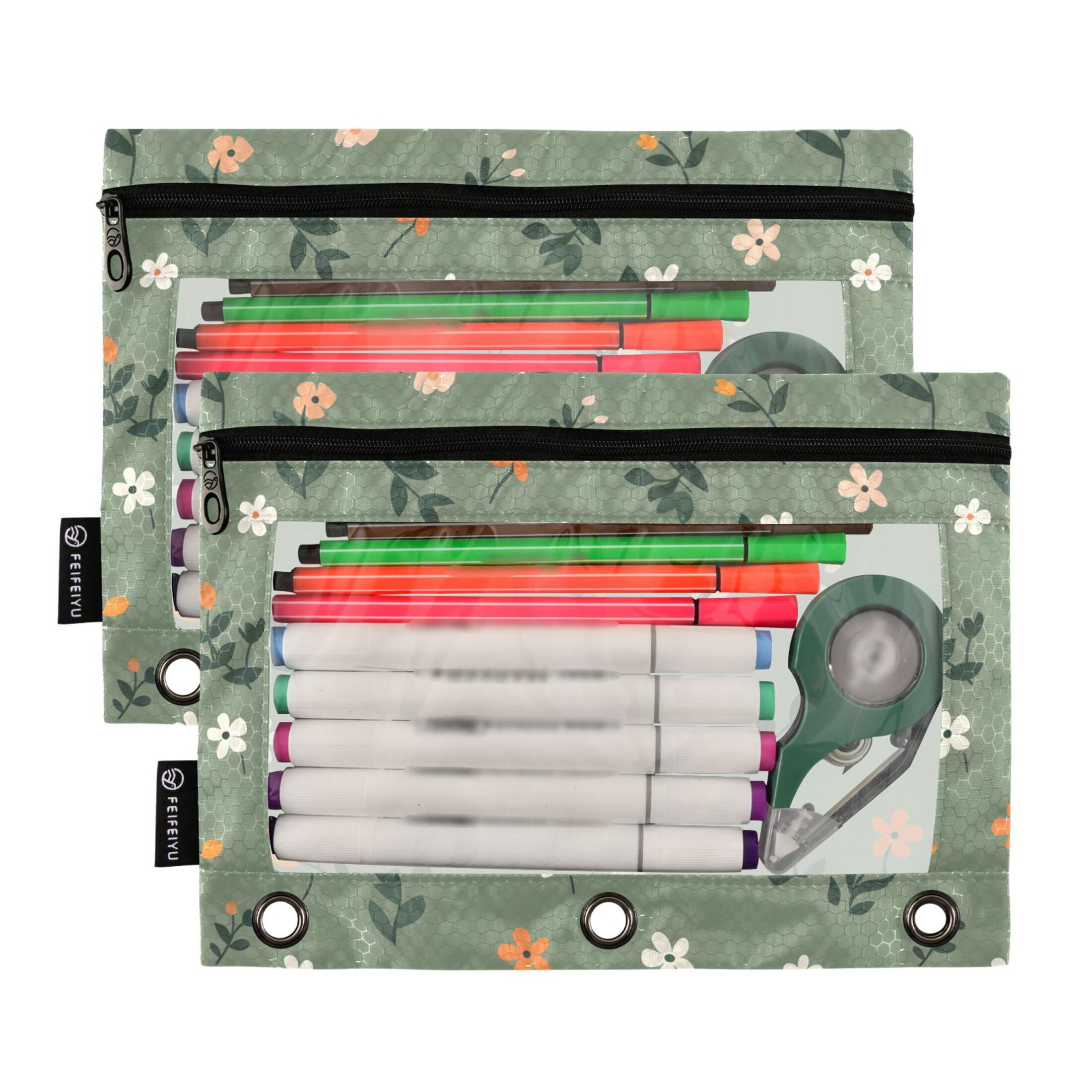 2 Pack Pencil Pouch for 3 Ring Binder Smooth Zipper Folders with ...