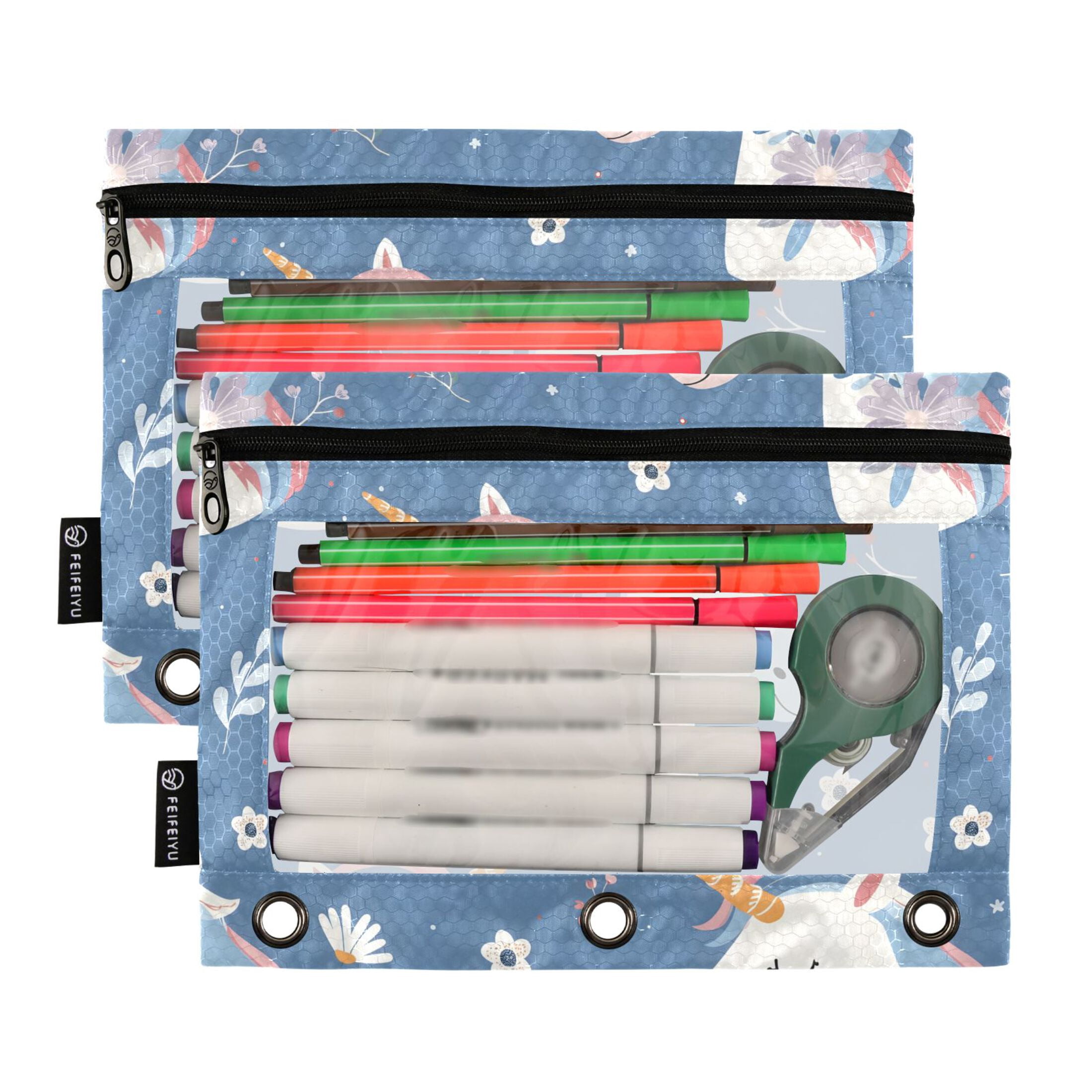 2 Pack Pencil Pouch for 3 Ring Binder Smooth Zipper Folders with ...