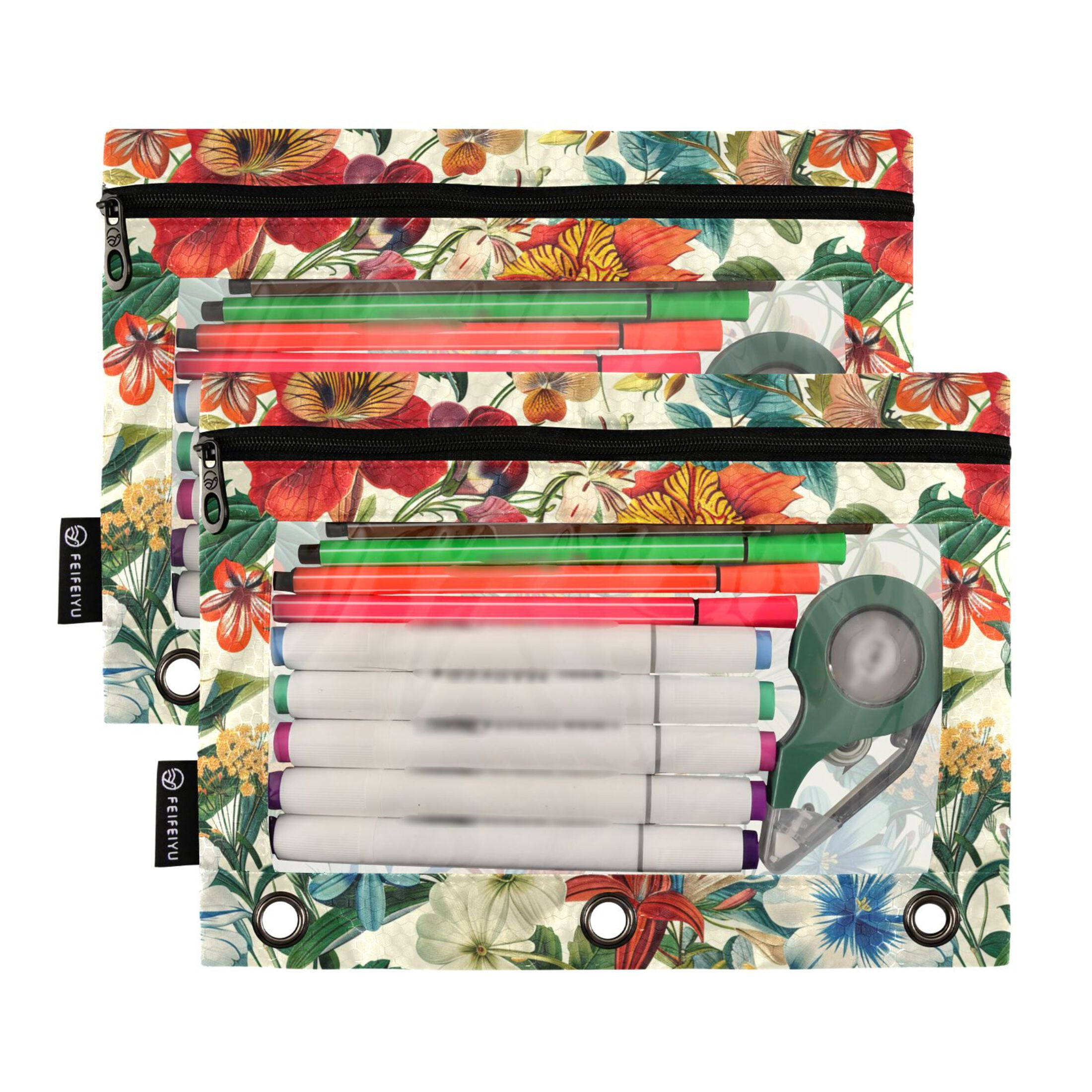 2 Pack Pencil Pouch for 3 Ring Binder Smooth Zipper Folders with ...