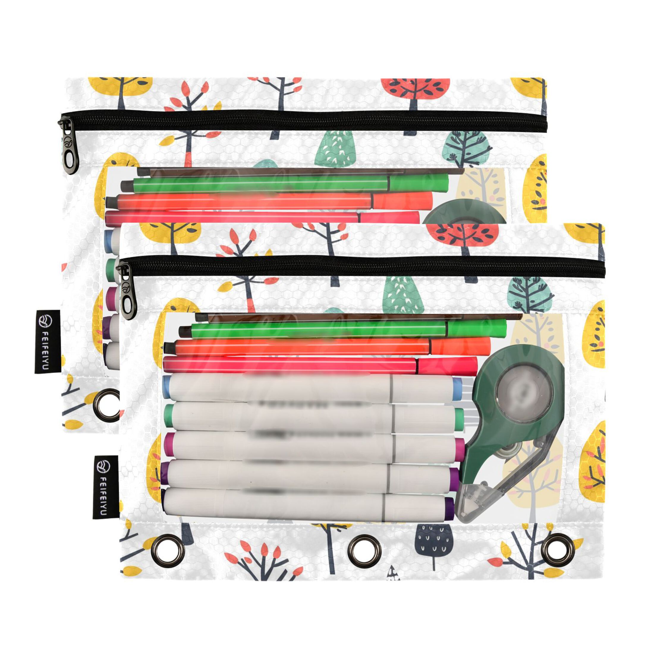 2 Pack Pencil Pouch for 3 Ring Binder Smooth Zipper Folders with ...