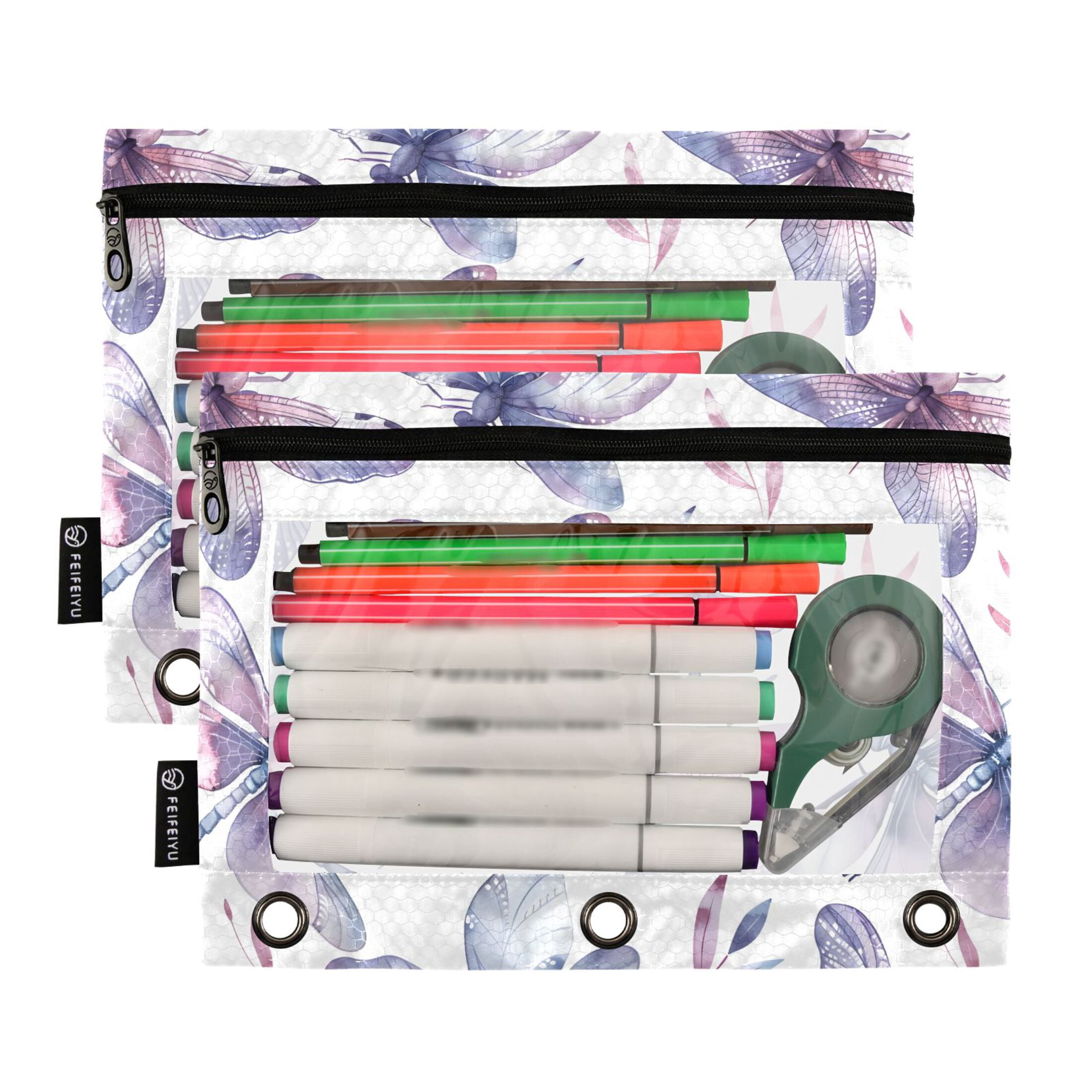 2 Pack Pencil Pouch for 3 Ring Binder Smooth Zipper Folders with ...