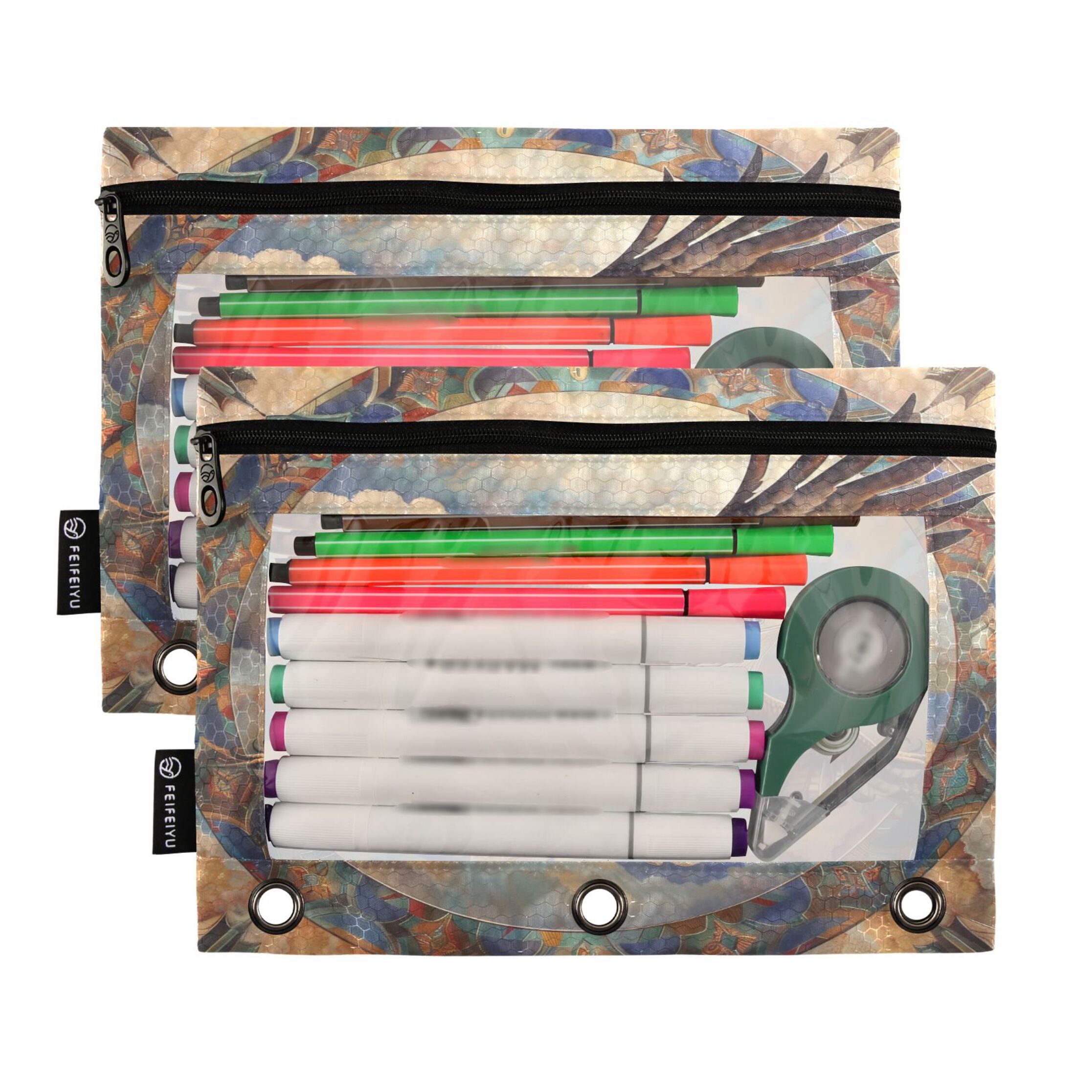 2 Pack Pencil Pouch for 3 Ring Binder Smooth Zipper Folders with ...