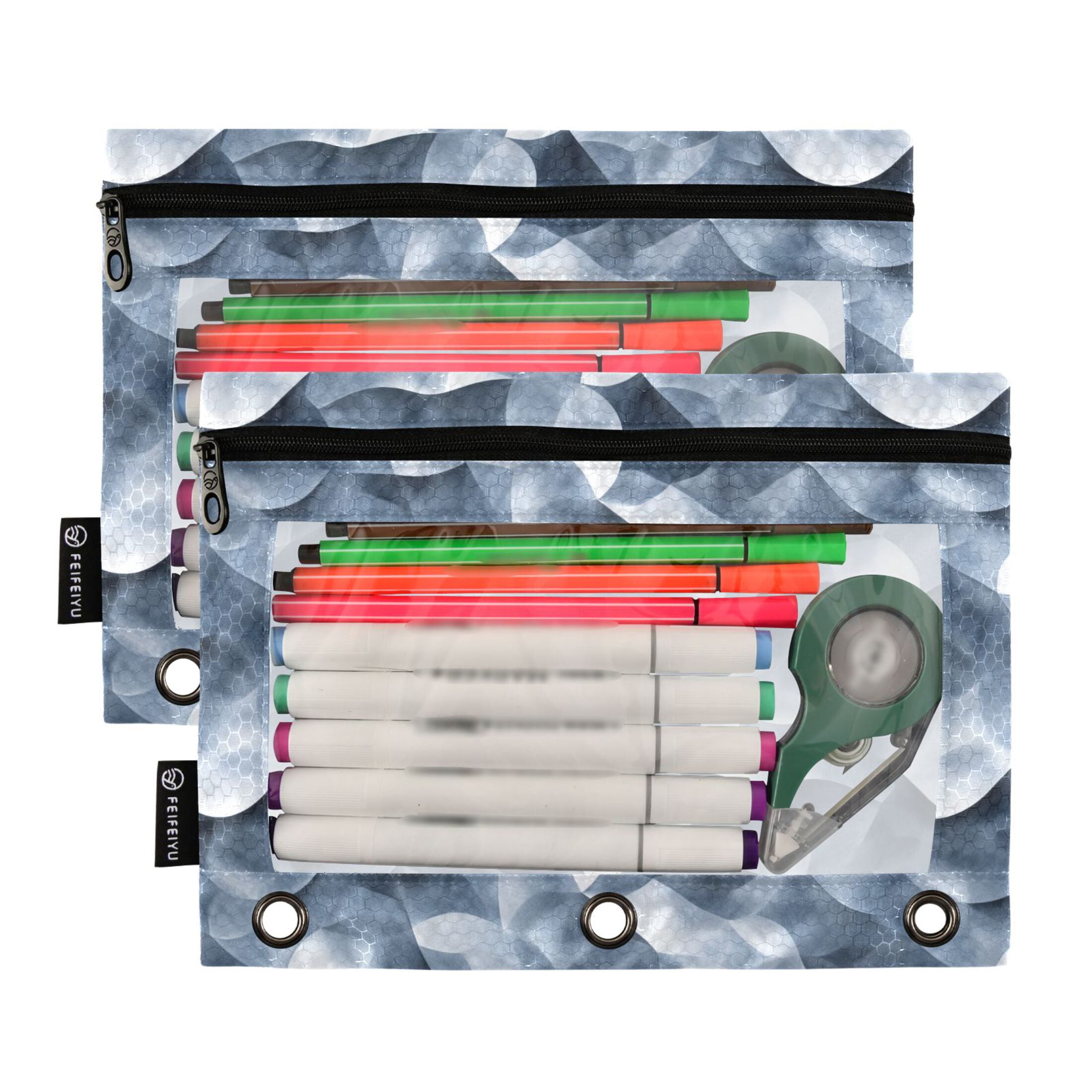 2 Pack Pencil Pouch for 3 Ring Binder Smooth Zipper Folders with ...