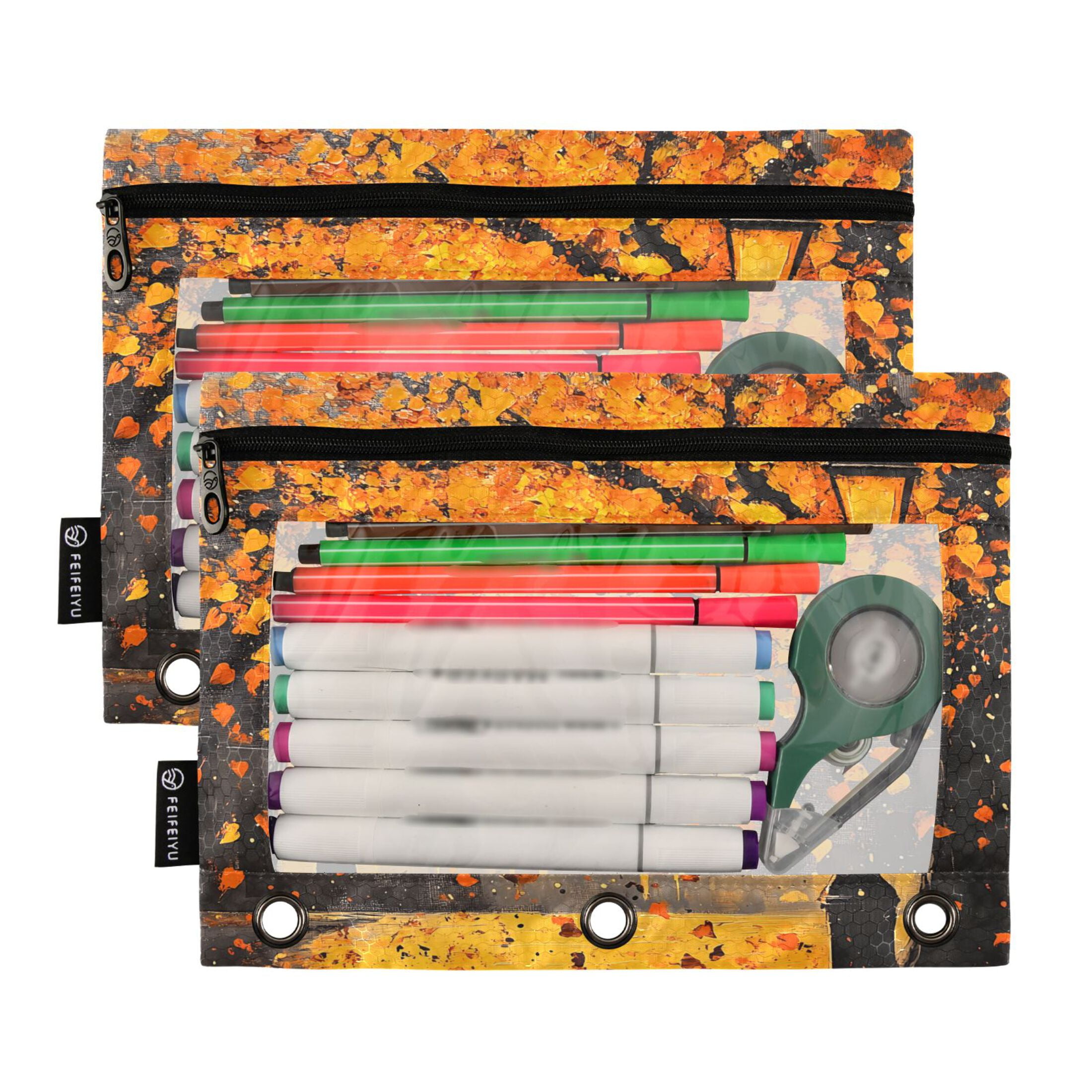 2 Pack Pencil Pouch for 3 Ring Binder Smooth Zipper Folders with ...