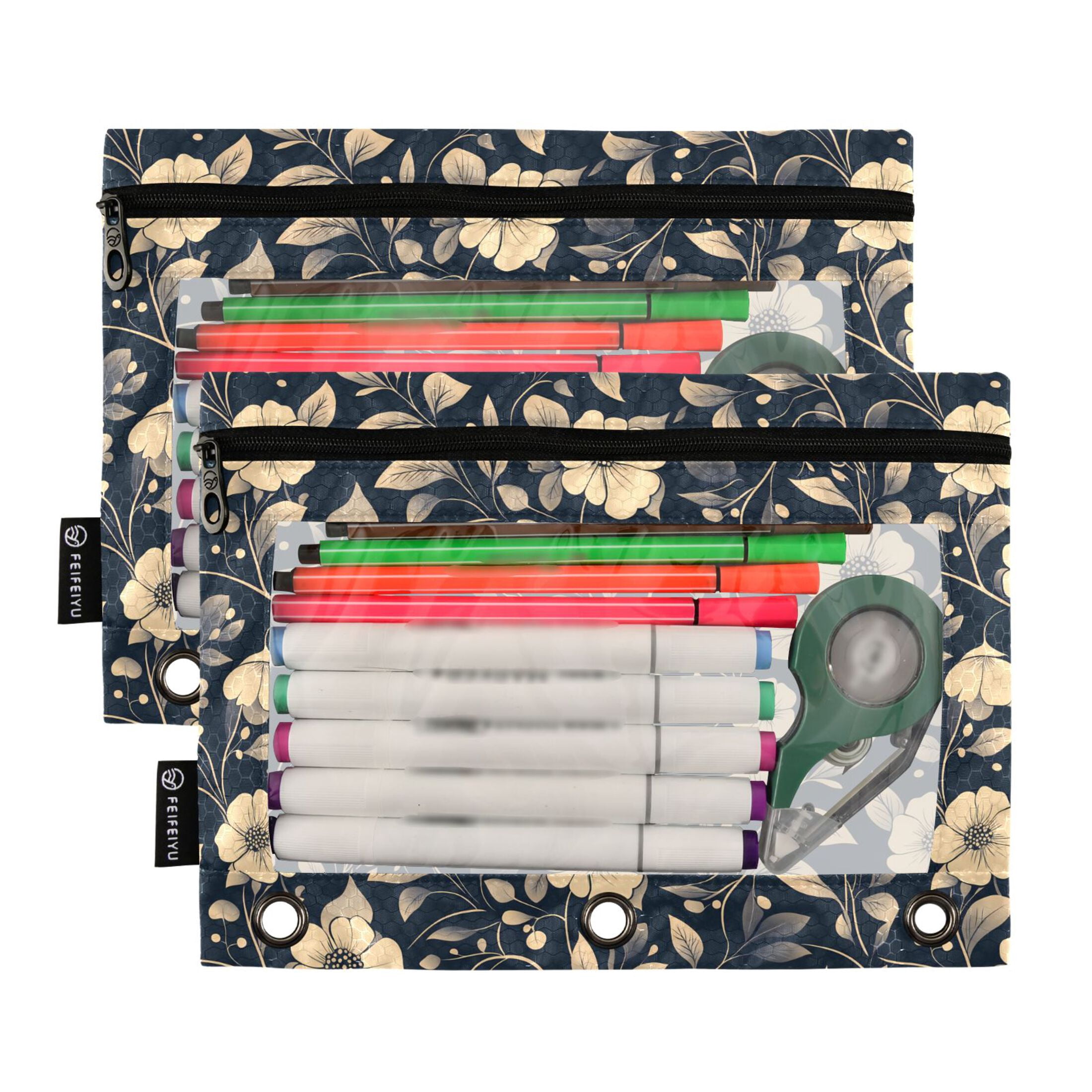 2 Pack Pencil Pouch for 3 Ring Binder Smooth Zipper Folders with ...
