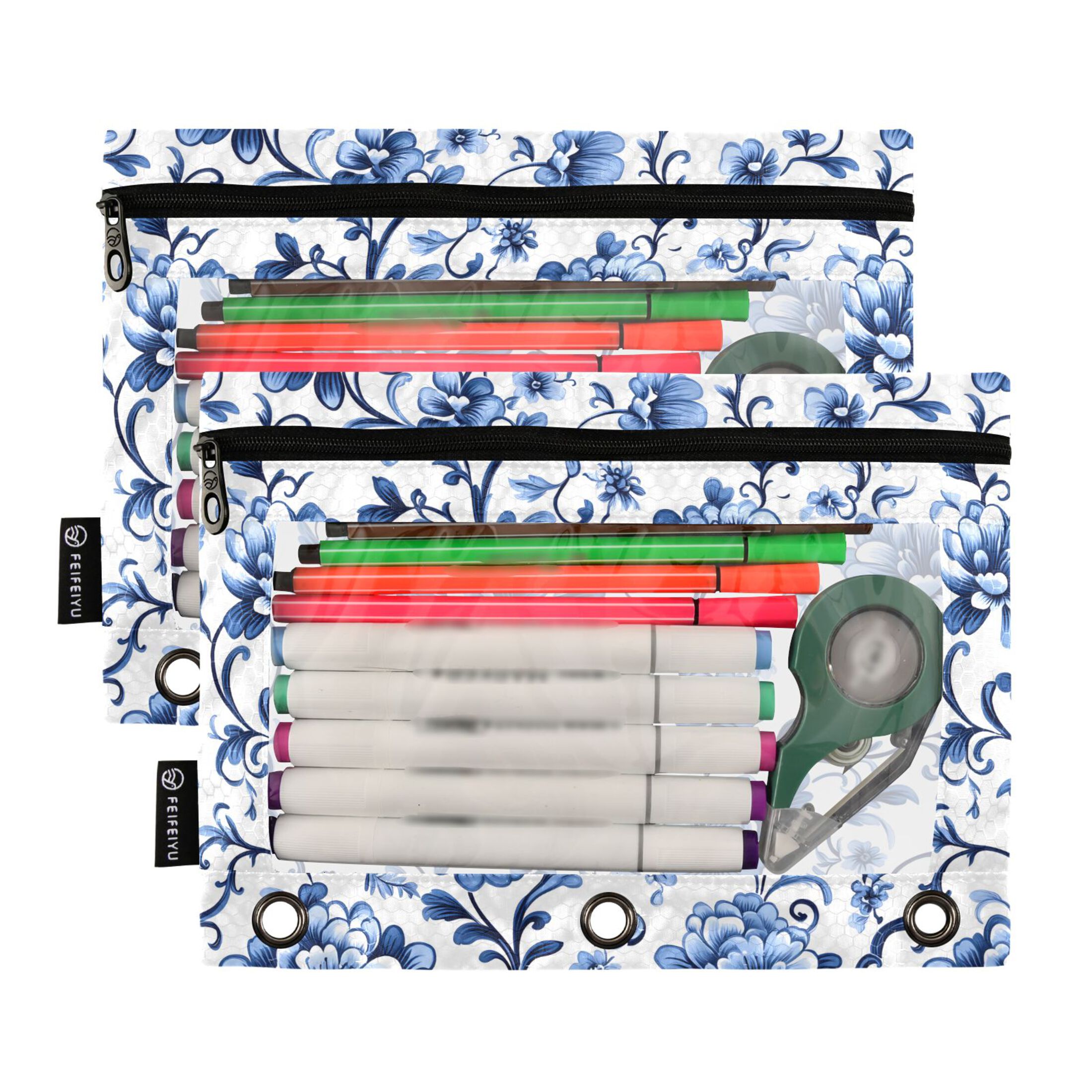 2 Pack Pencil Pouch for 3 Ring Binder Smooth Zipper Folders with ...