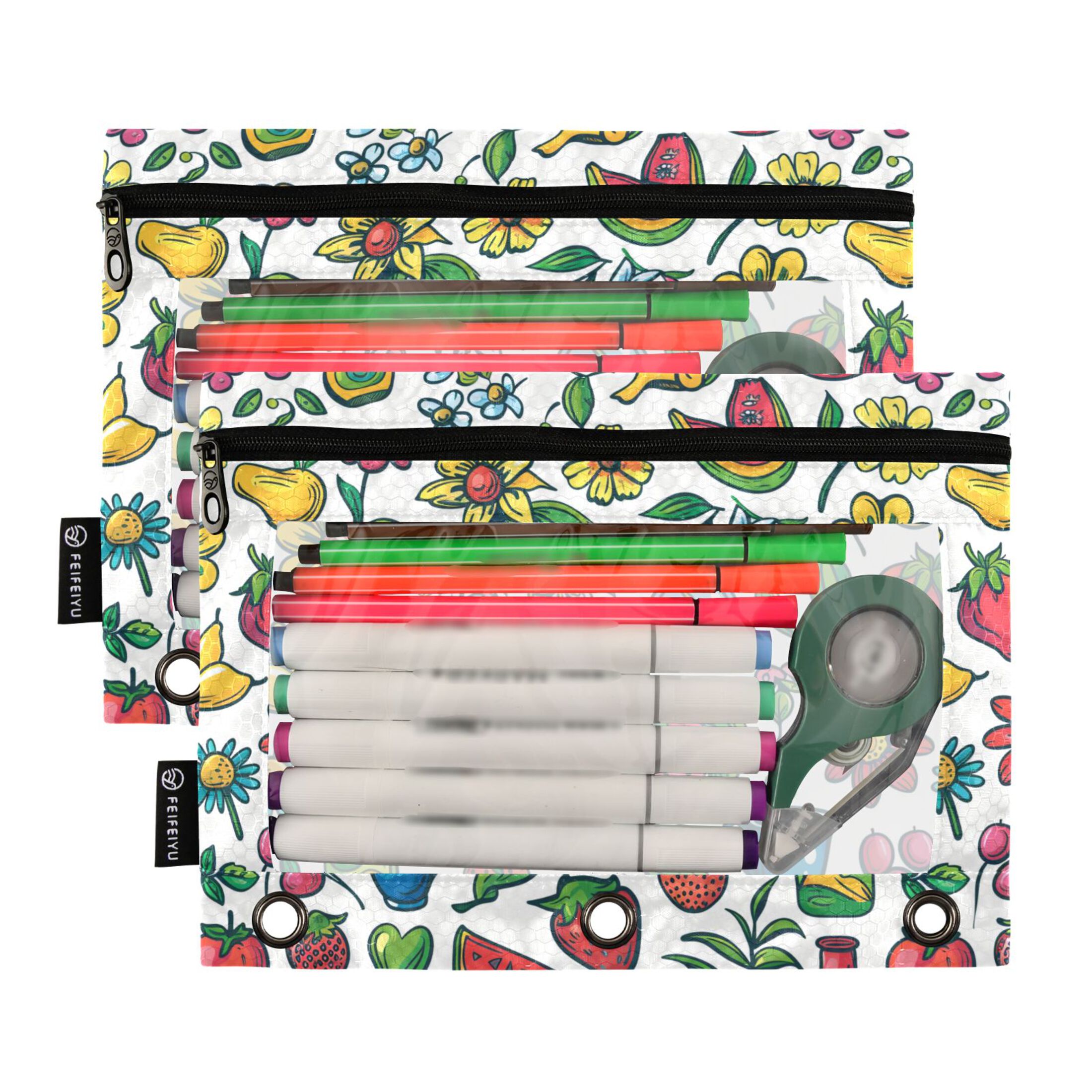 2 Pack Pencil Pouch for 3 Ring Binder Smooth Zipper Folders with ...