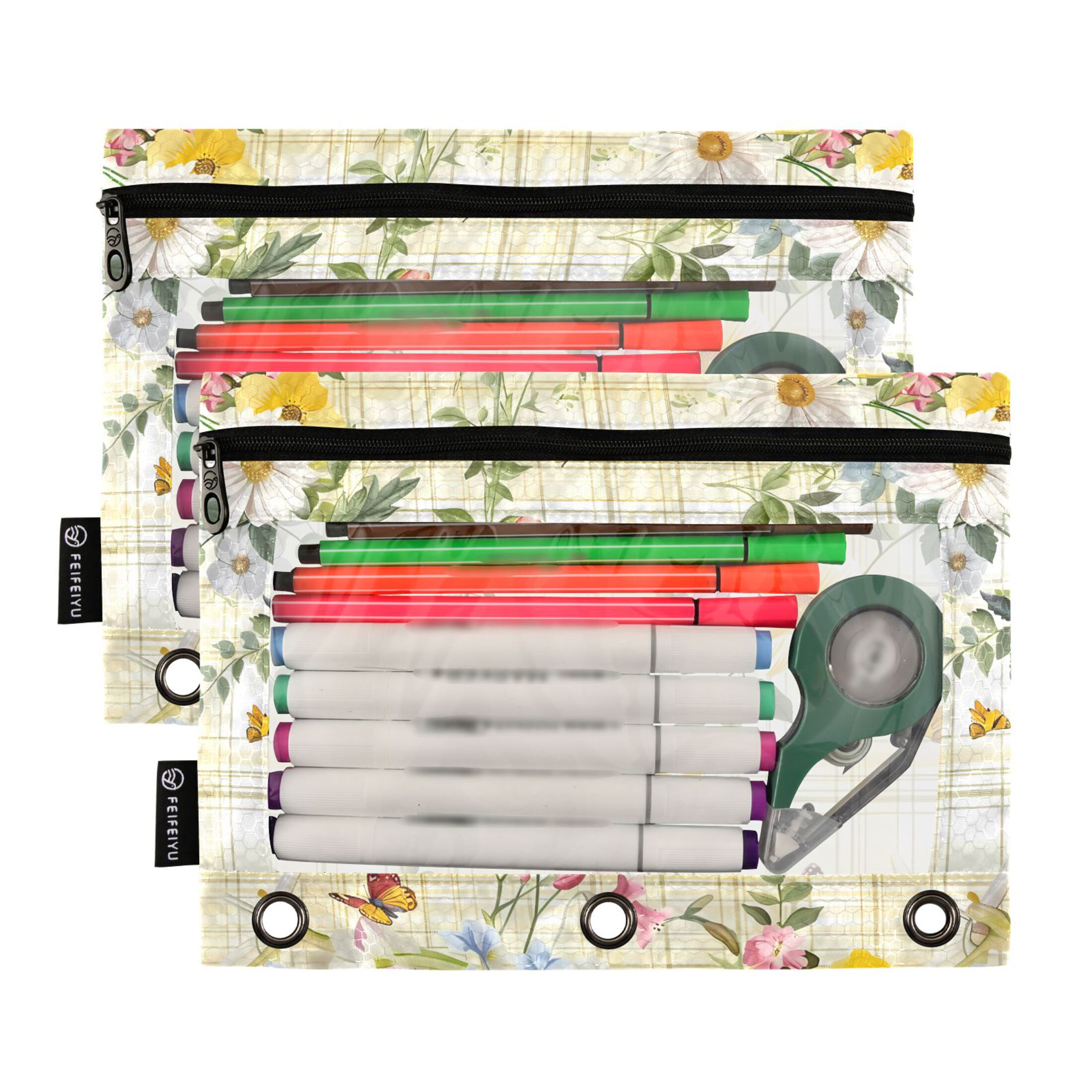 2 Pack Pencil Pouch for 3 Ring Binder Smooth Zipper Folders with ...