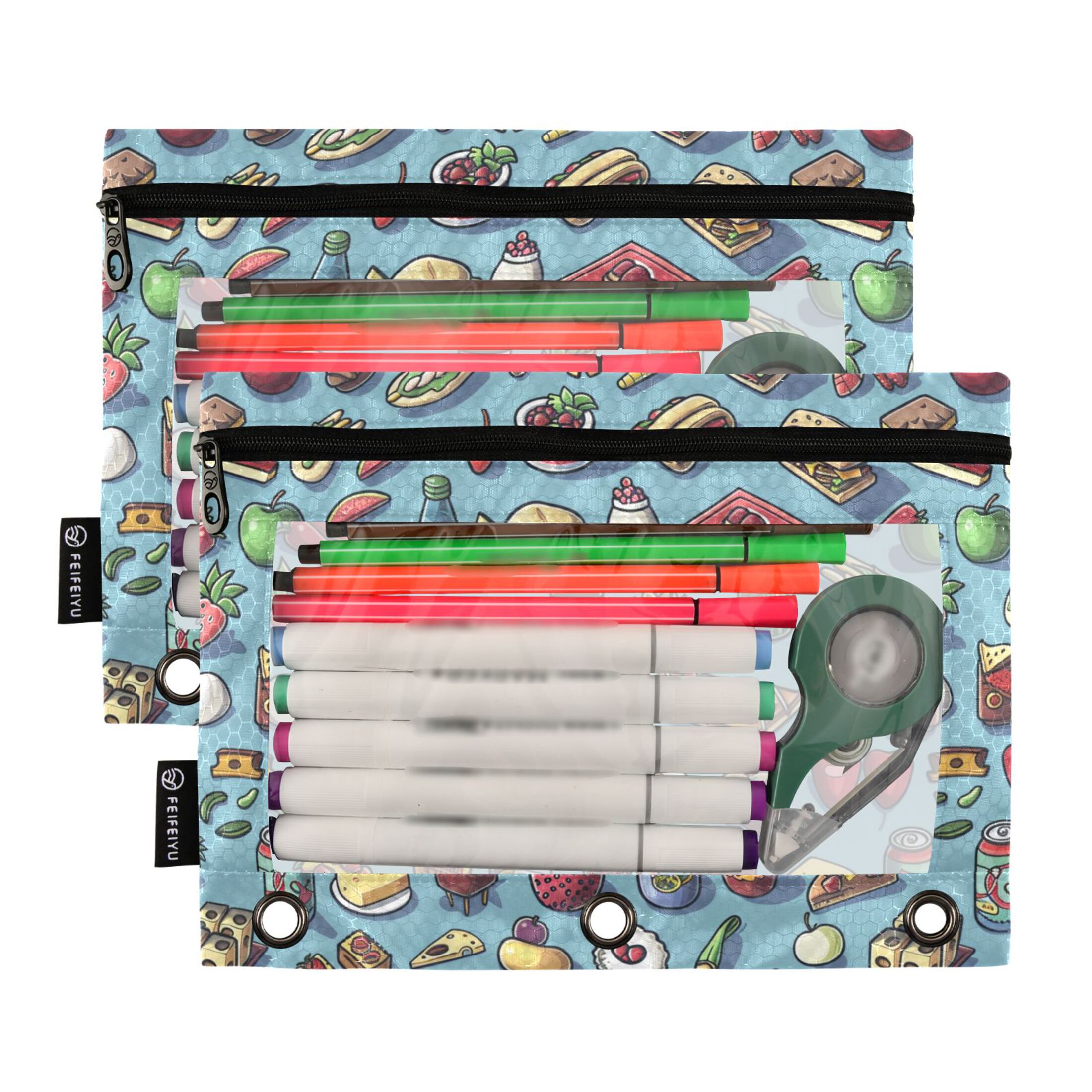 2 Pack Pencil Pouch for 3 Ring Binder Smooth Zipper Folders with ...