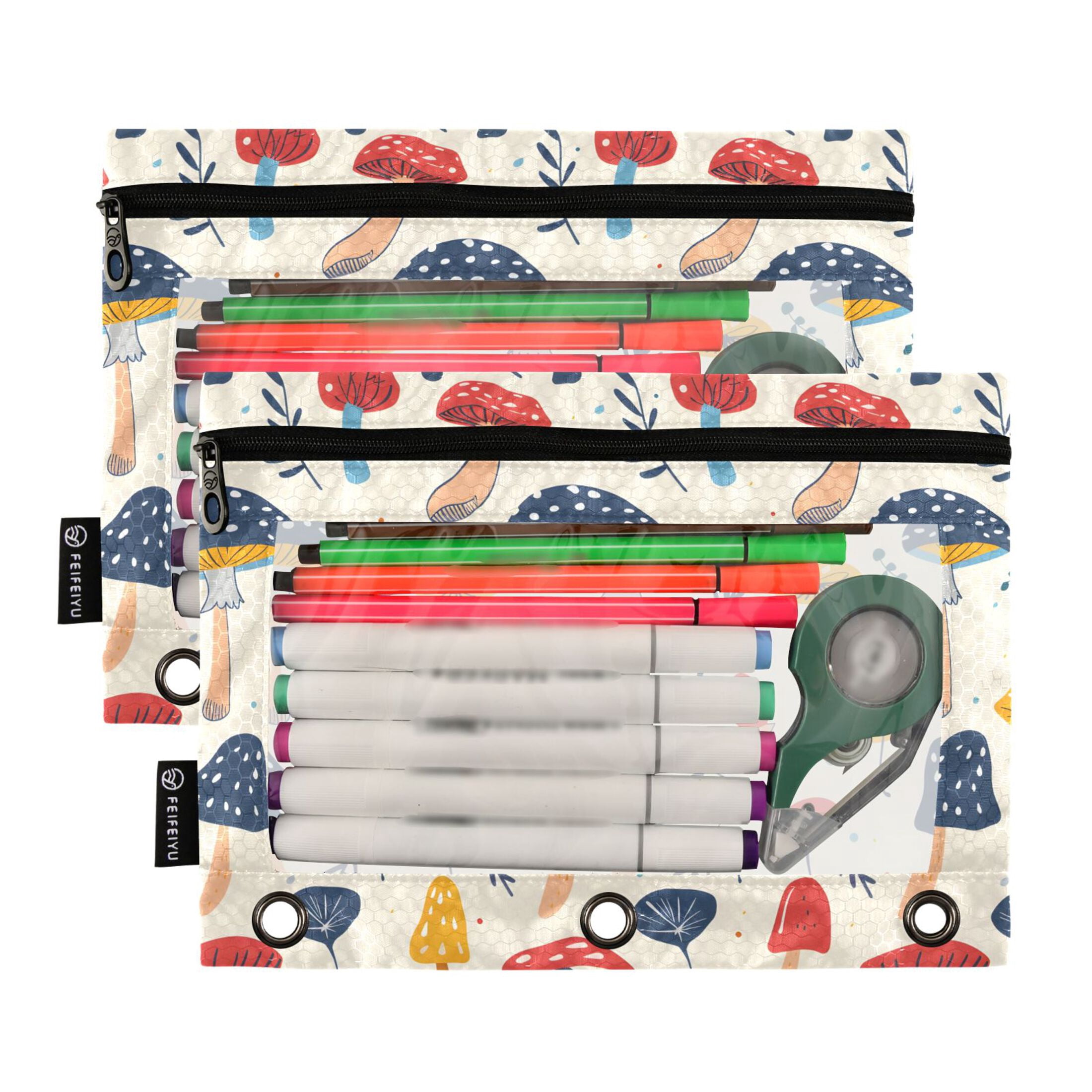2 Pack Pencil Pouch for 3 Ring Binder Smooth Zipper Folders with ...