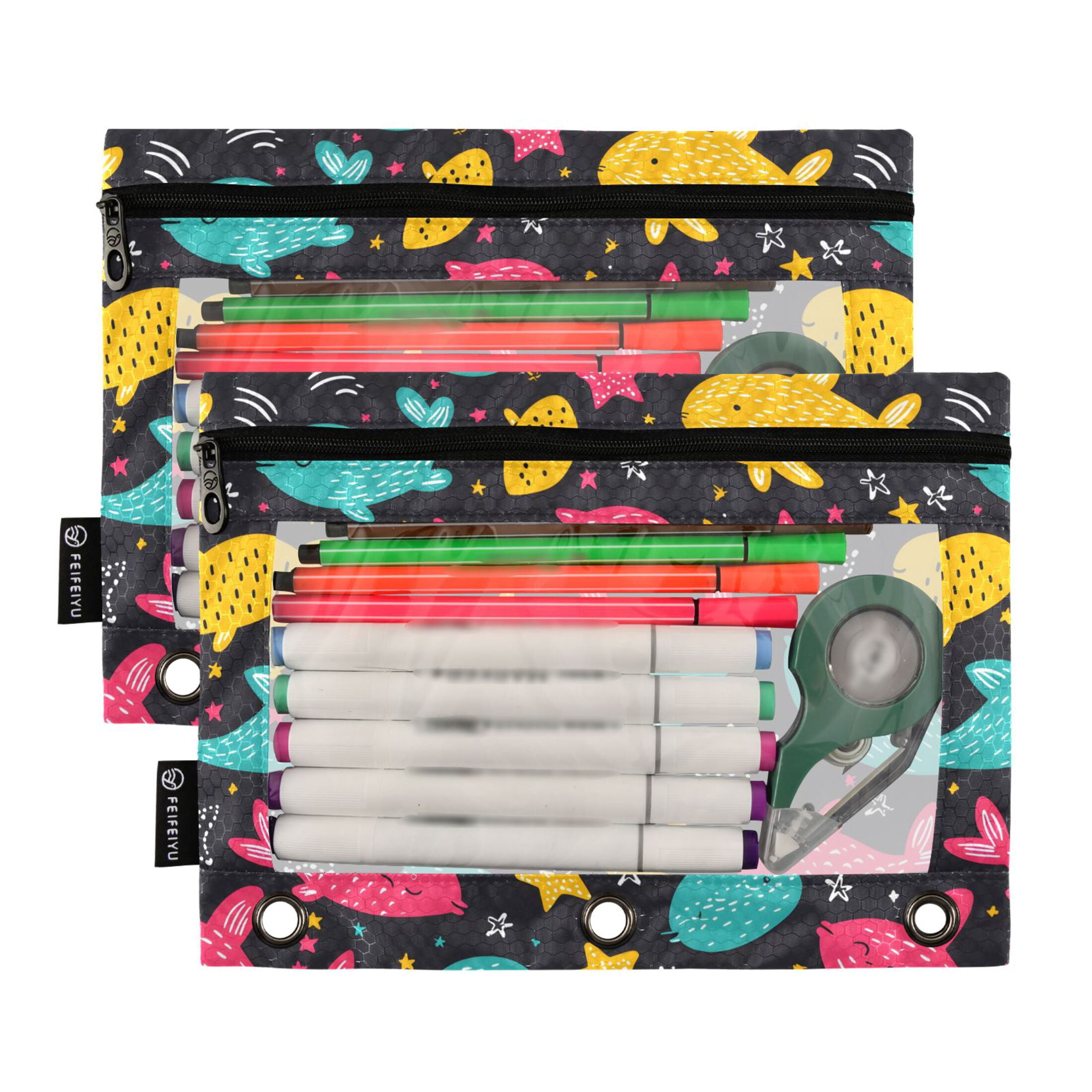 2 Pack Pencil Pouch for 3 Ring Binder Smooth Zipper Folders with ...
