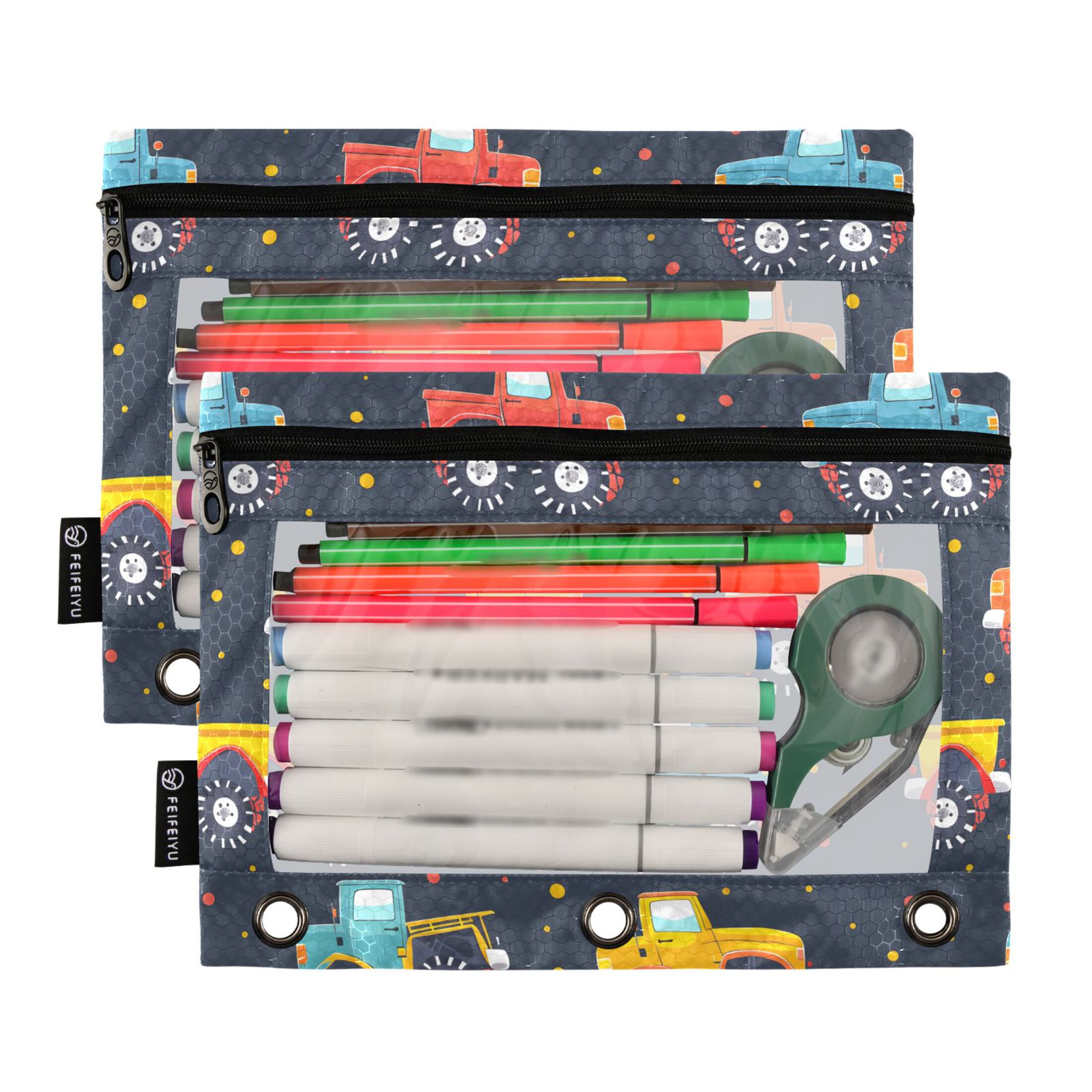 2 Pack Pencil Pouch for 3 Ring Binder Smooth Zipper Folders with ...
