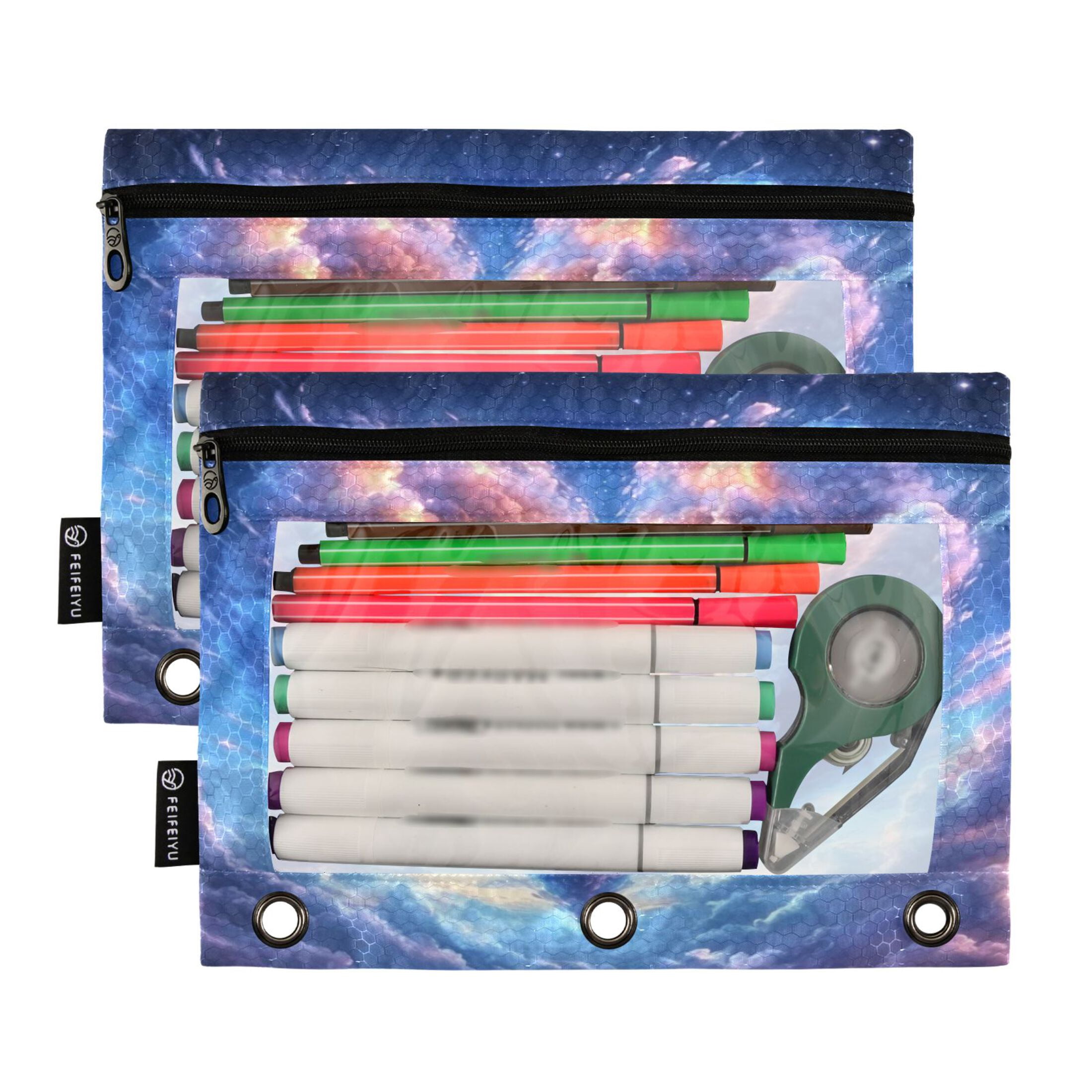2 Pack Pencil Pouch for 3 Ring Binder Smooth Zipper Folders with ...