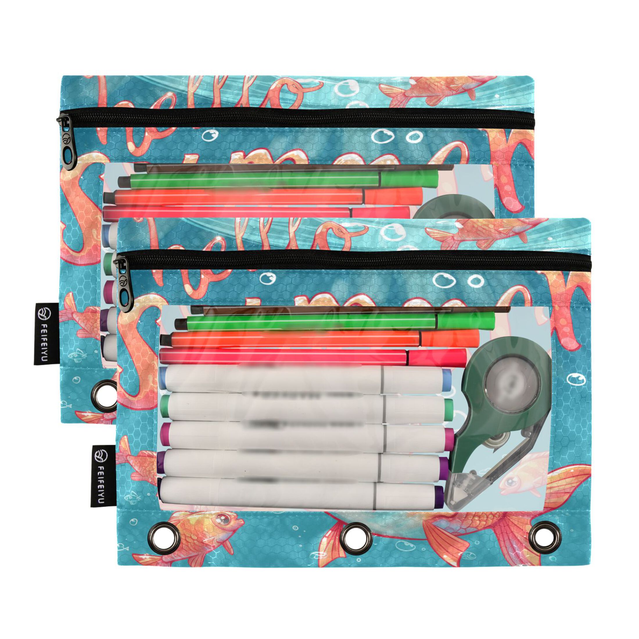 2 Pack Pencil Pouch for 3 Ring Binder Smooth Zipper Folders with ...