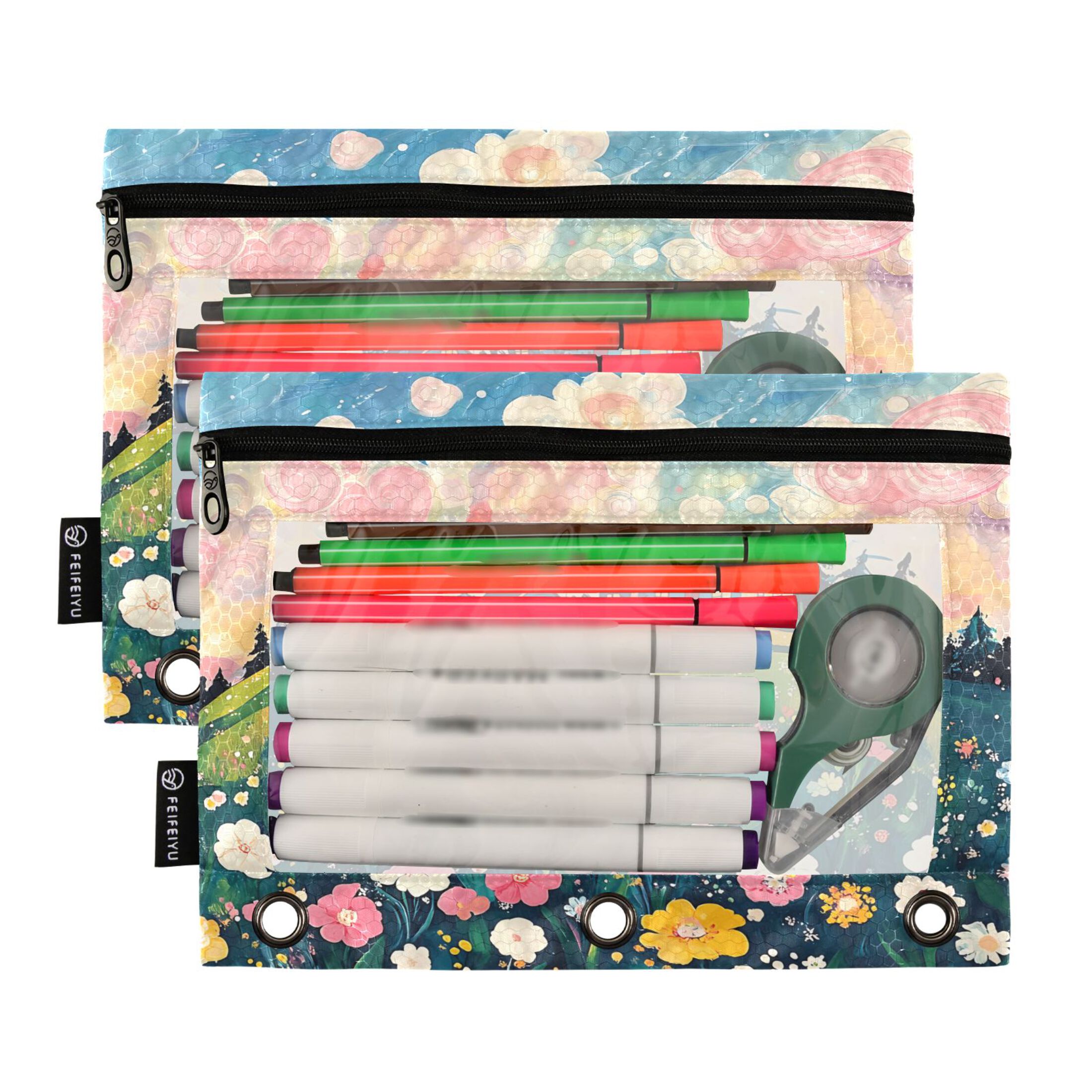 2 Pack Pencil Pouch for 3 Ring Binder Smooth Zipper Folders with ...
