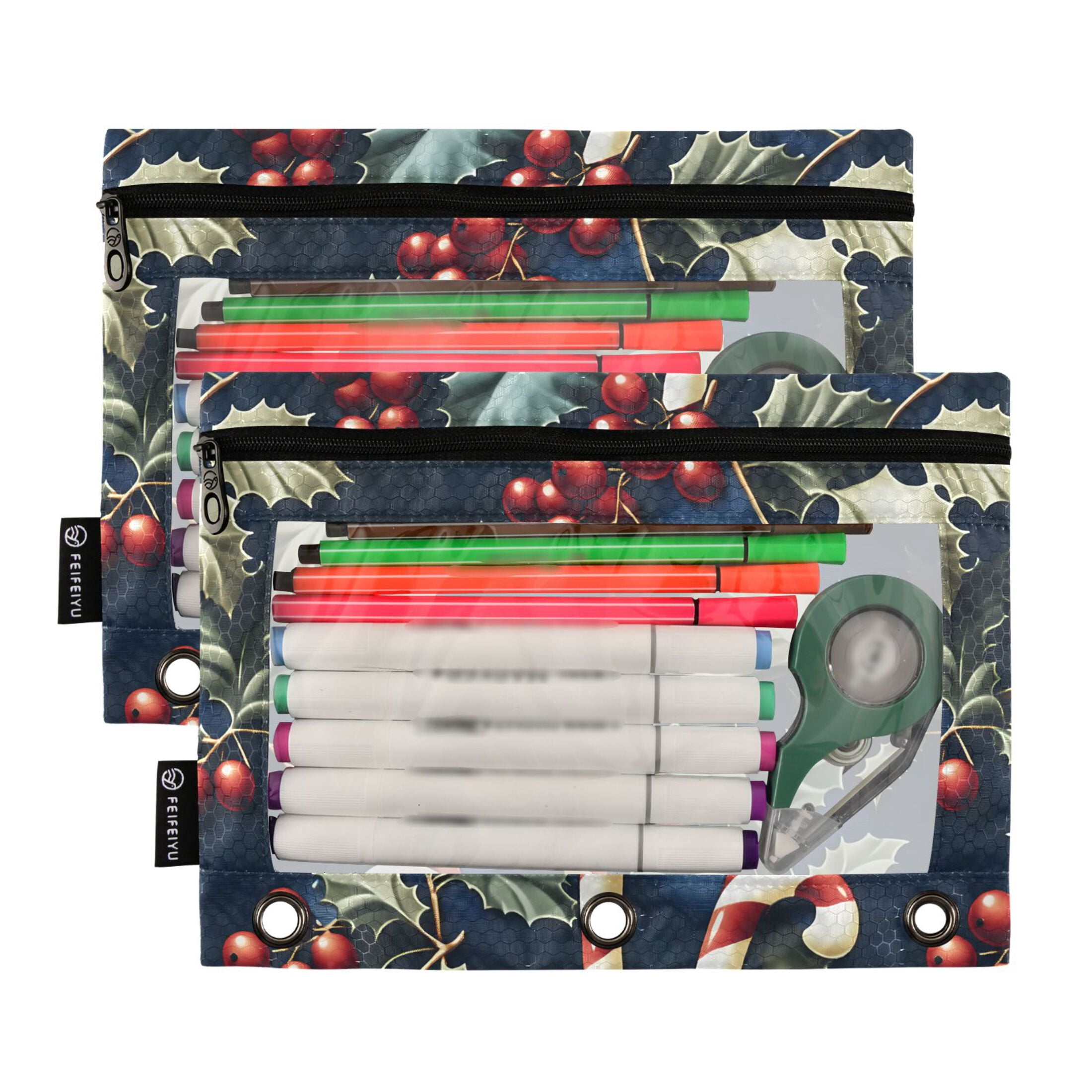 2 Pack Pencil Pouch for 3 Ring Binder Smooth Zipper Folders with ...