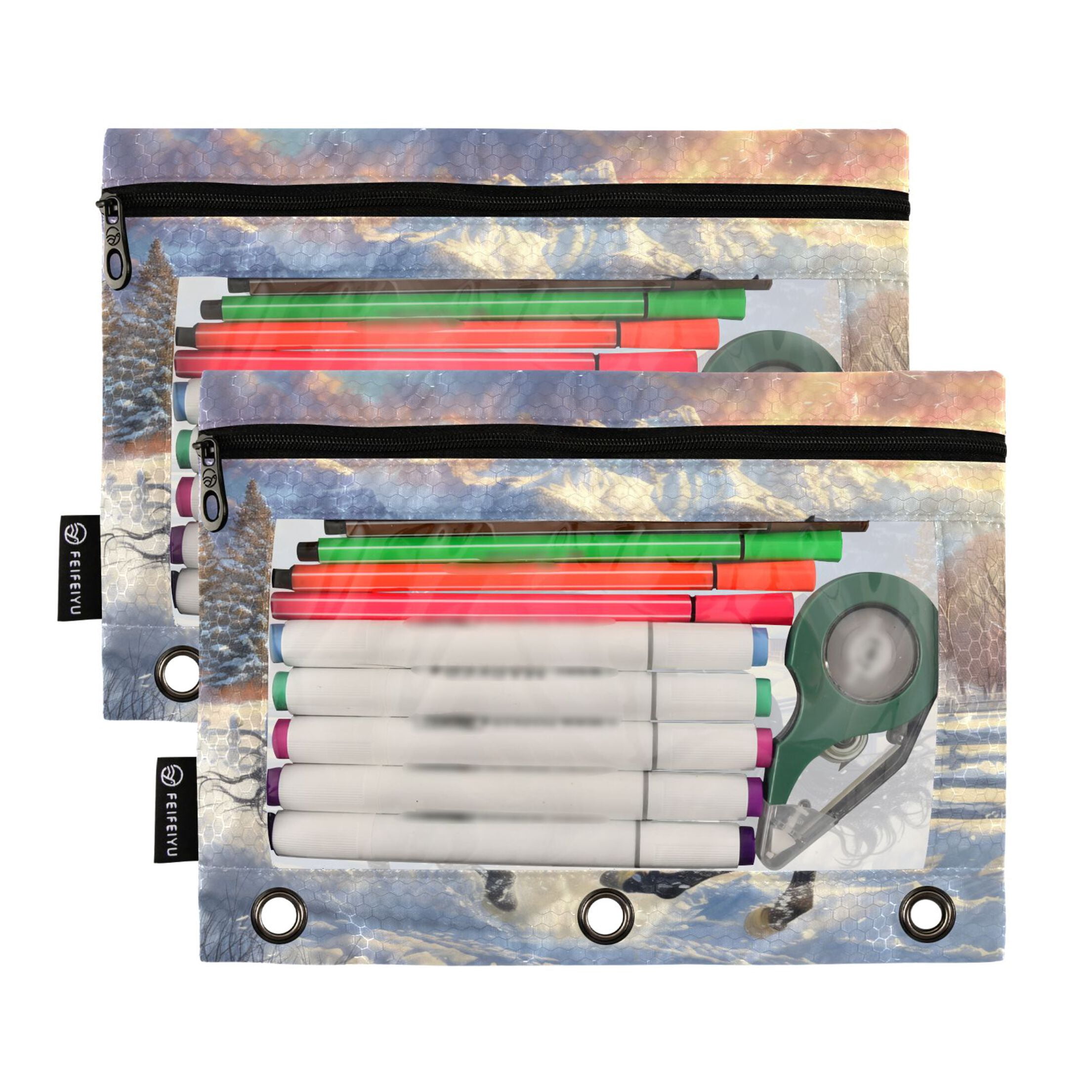 2 Pack Pencil Pouch for 3 Ring Binder Smooth Zipper Folders with ...