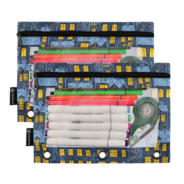 2 Pack Pencil Pouch for 3 Ring Binder Smooth Zipper Folders with ...